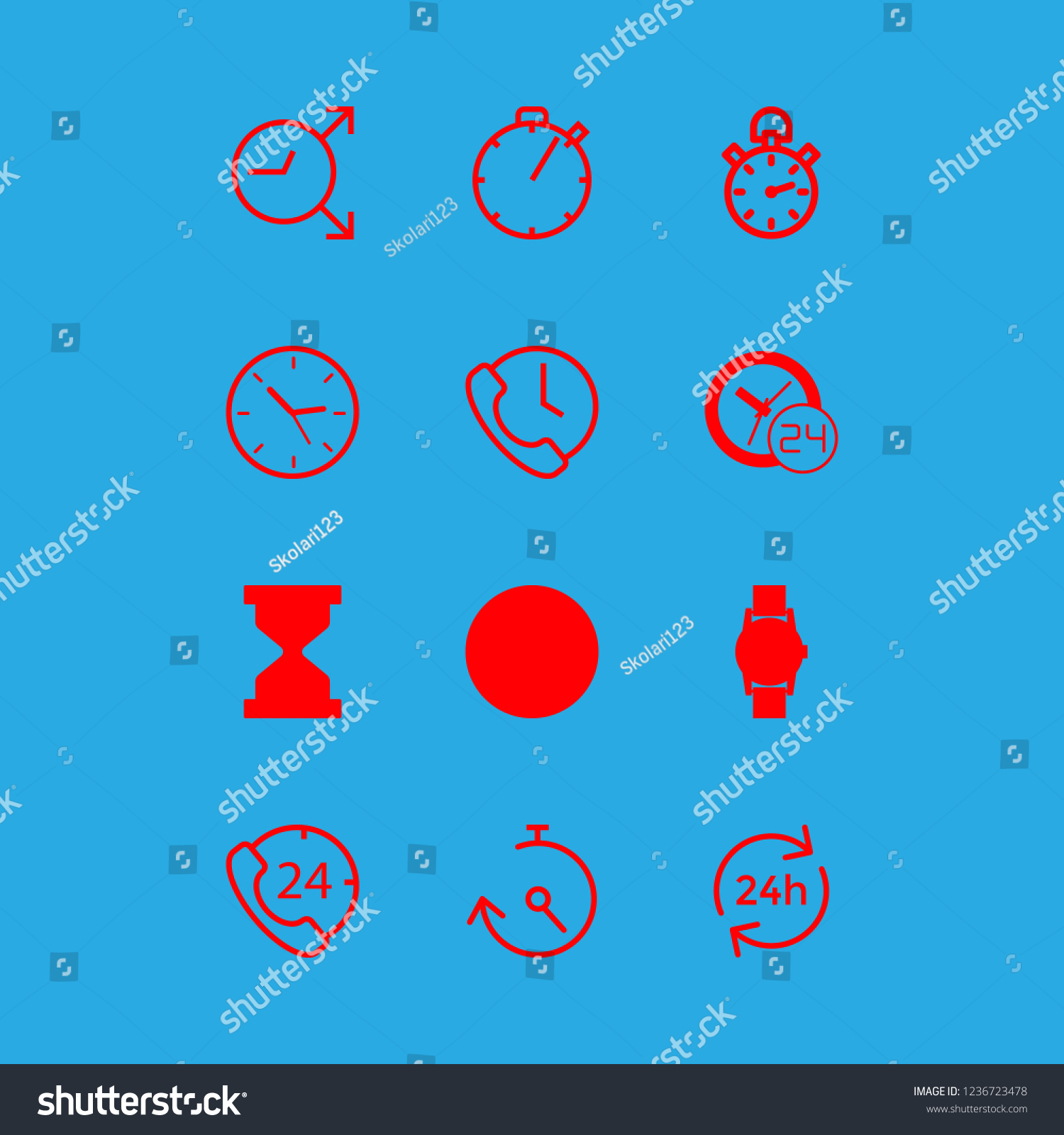 Hour Icon Set About Hours Clock Stock Vector Royalty Free 1236723478