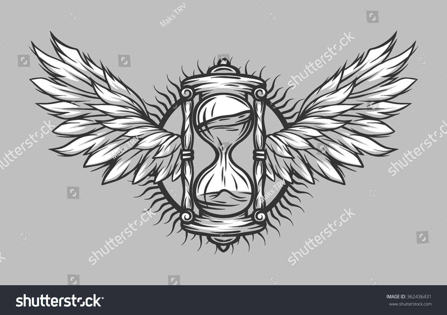 Hourglass Wings Vintage Illustration Stock Vector Royalty Free 362436431