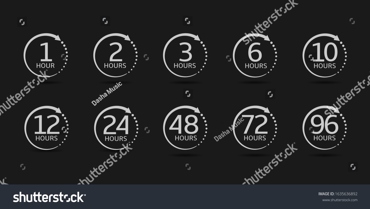 Hours Clock Arrow Icons Timetable Timer Stock Vector (Royalty Free ...