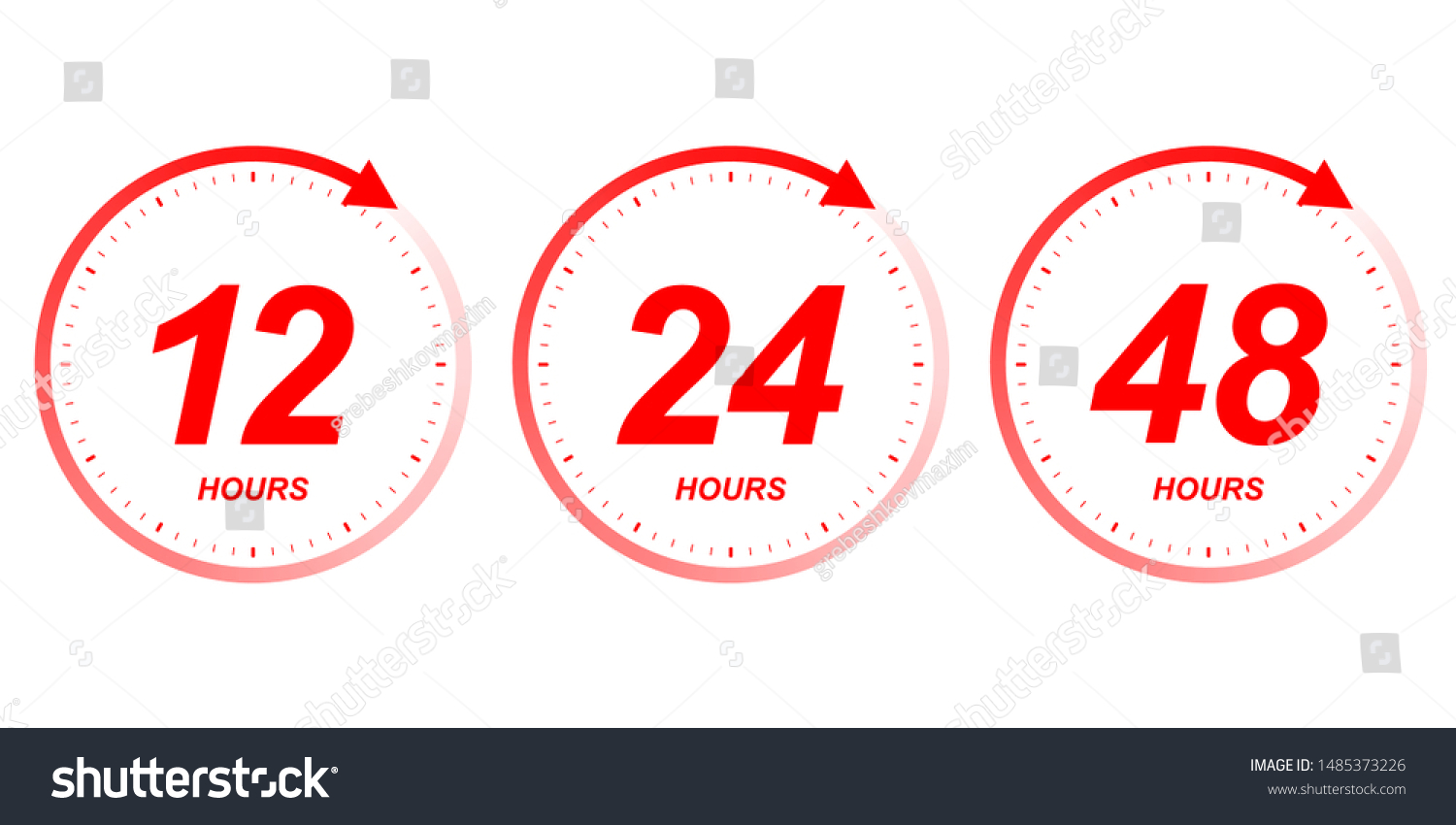 Hours Clock Arrow Set Vector Time Stock Vector (Royalty Free) 1485373226