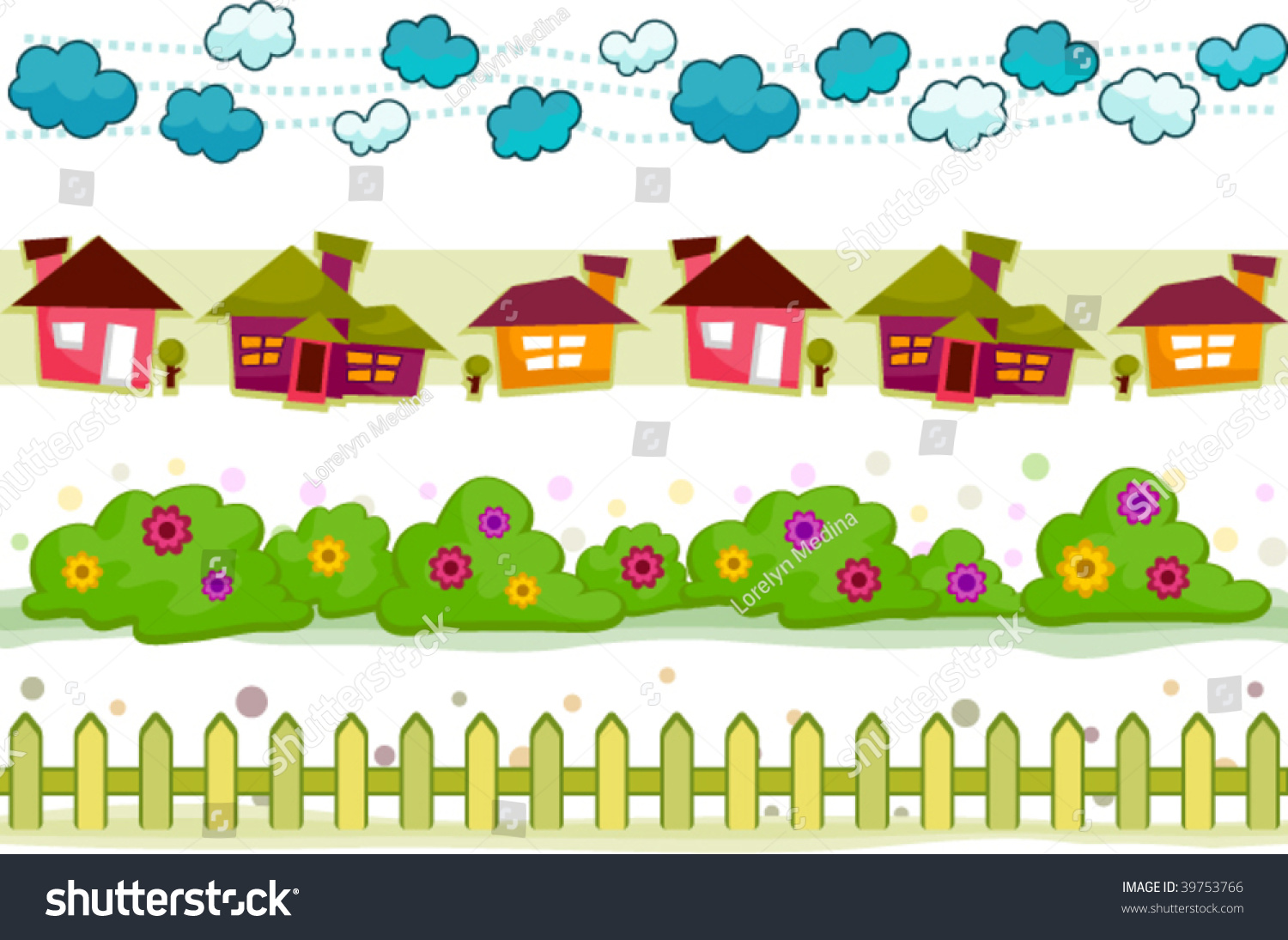 House Garden Border Set Vector Stock Vector (Royalty Free) 39753766