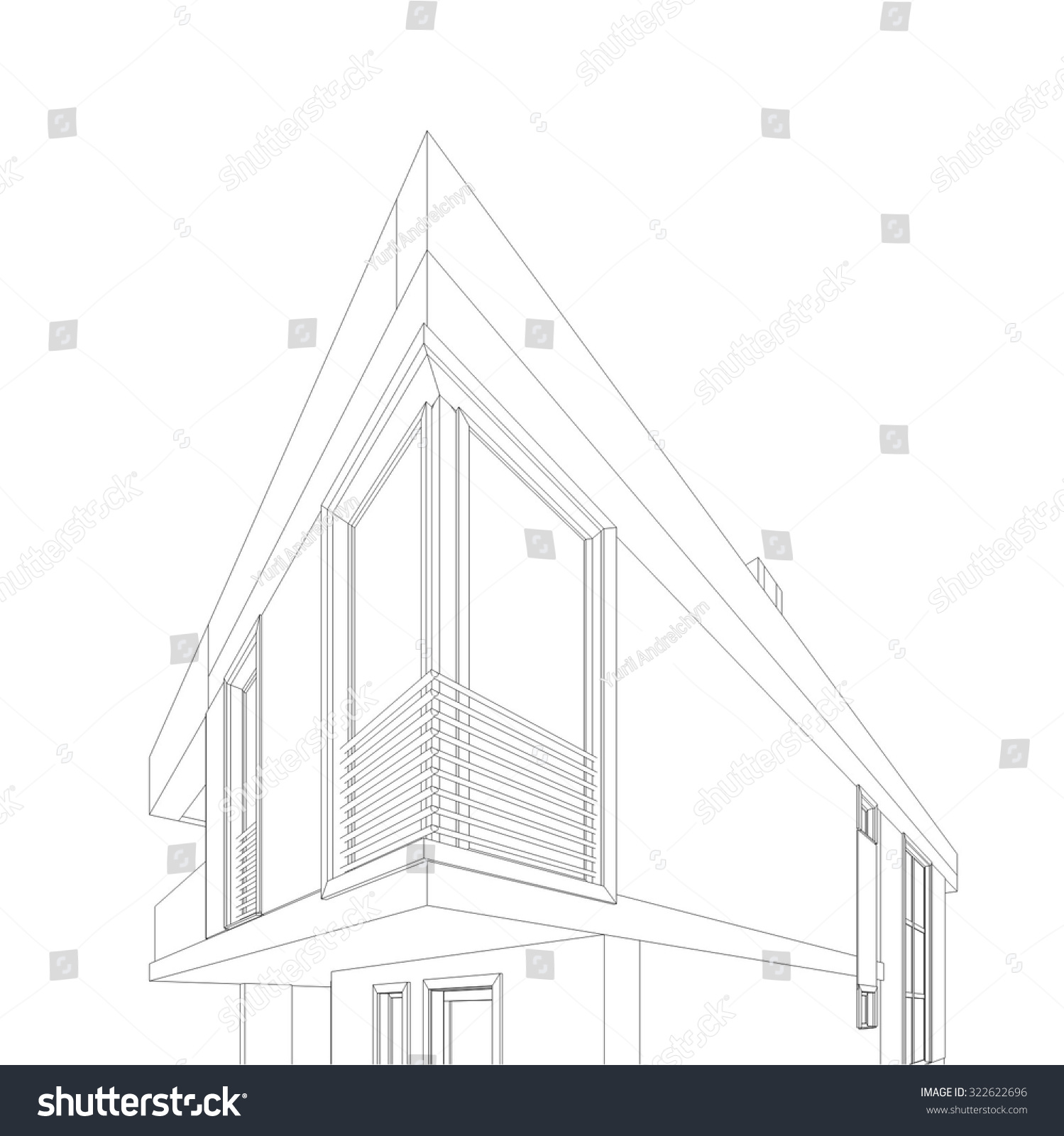 House Building Architectural Drawing Stock Vector (Royalty Free) 322622696