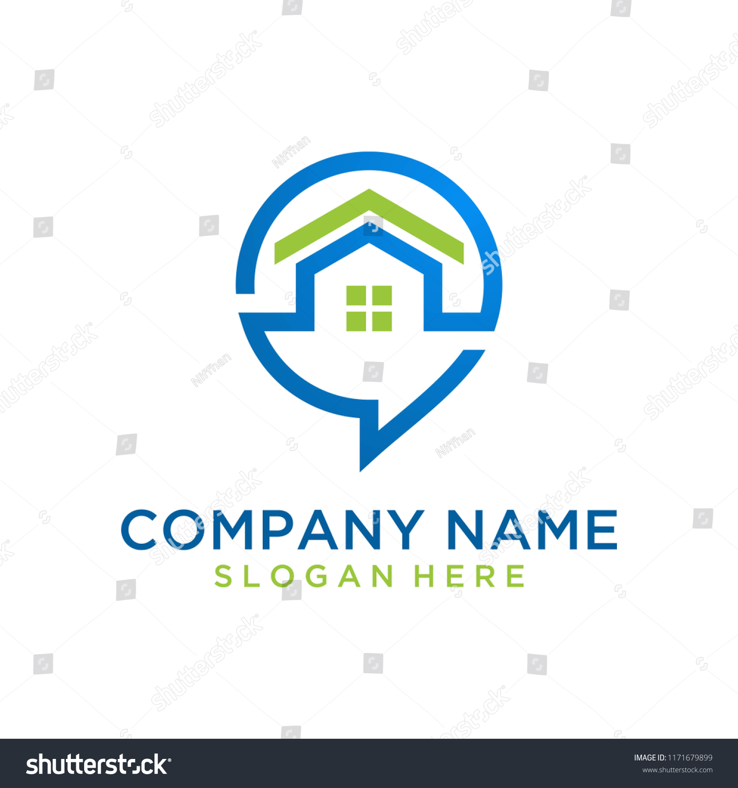 House Chat Logo Design Stock Vector (Royalty Free) 1171679899 ...
