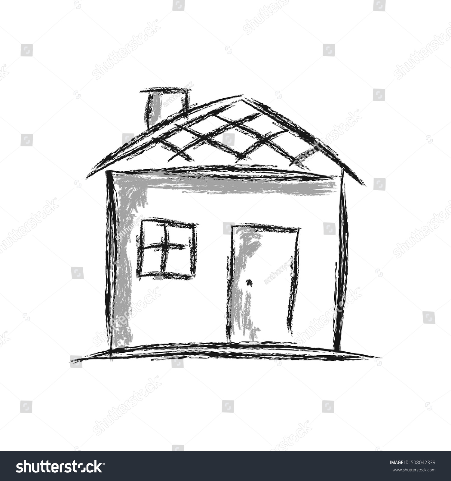 House Drawing On White Background Stock Vector (Royalty Free) 508042339 ...