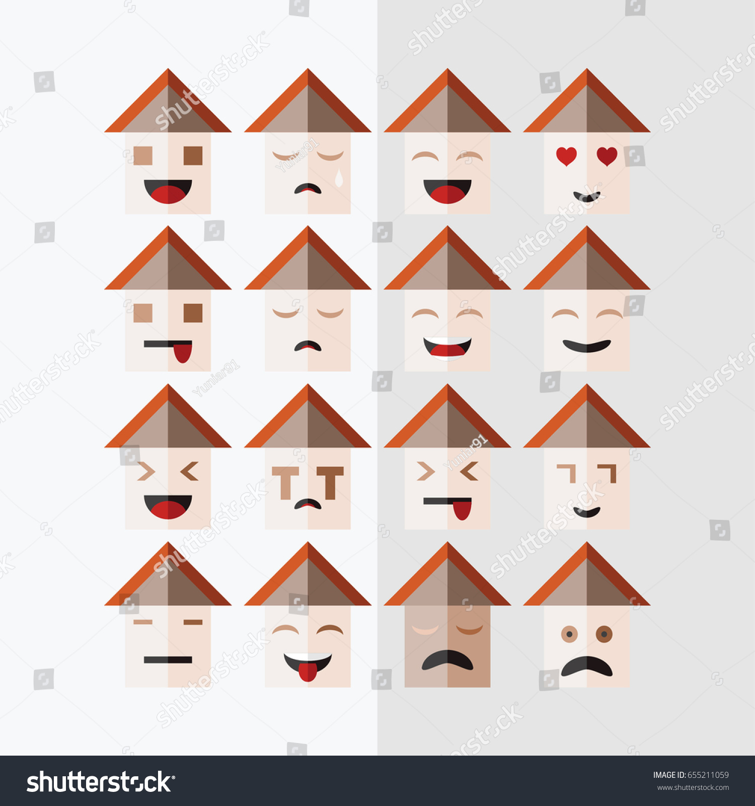 House Emoticons Vector Illustration Stock Vector (Royalty Free) 655211059