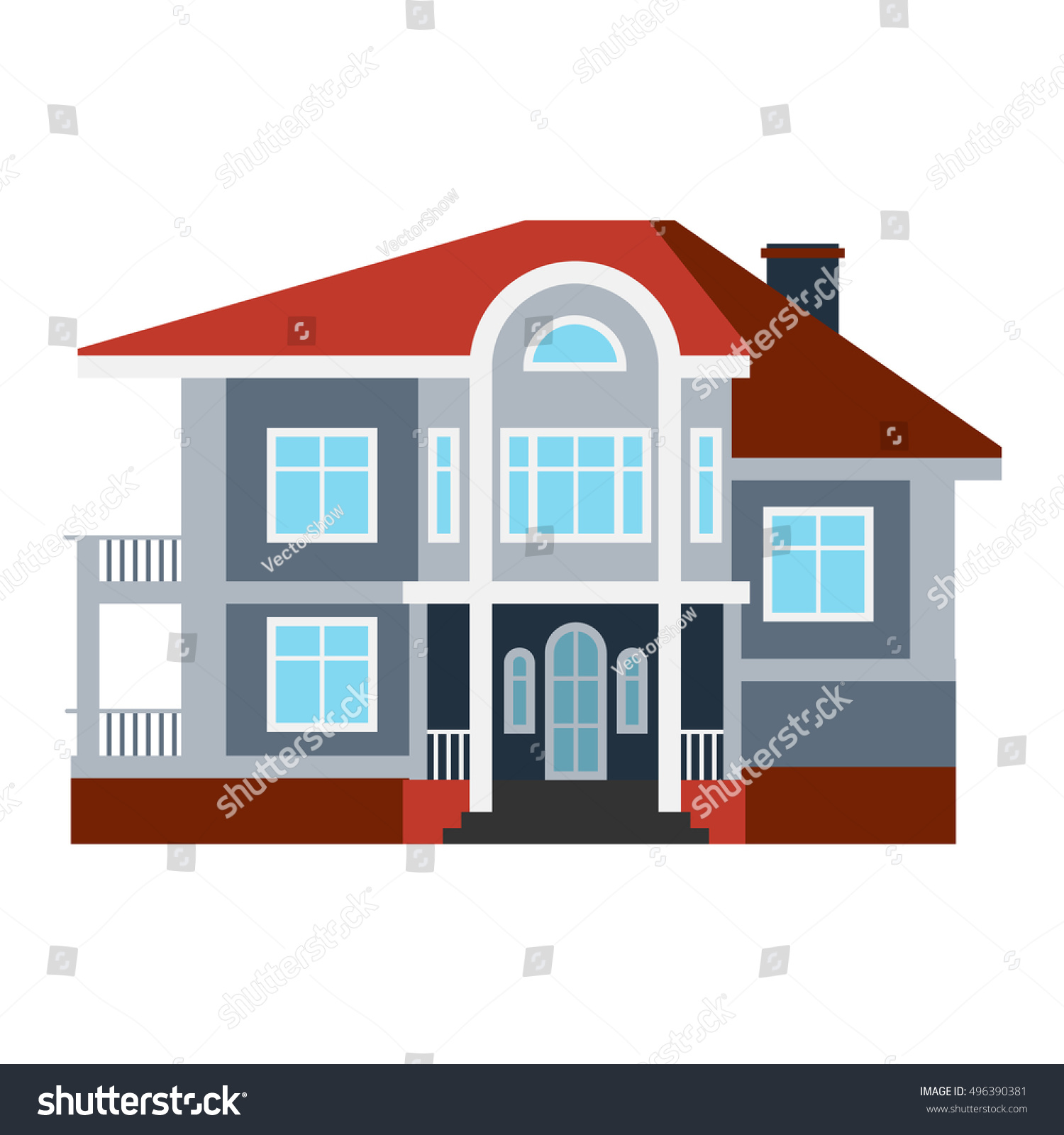 House Front View Vector Illustration: vector de stock (libre de ...