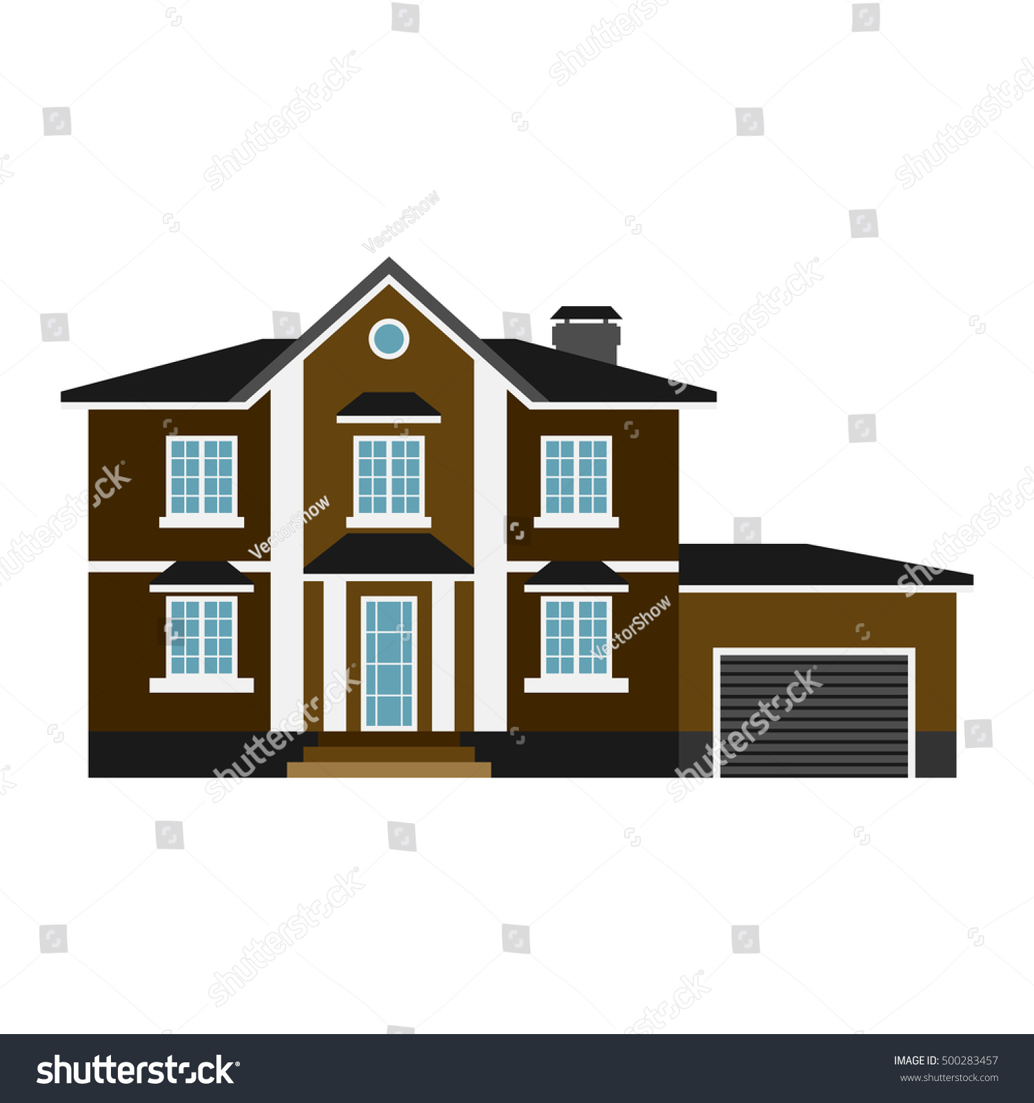 House Front View Vector Illustration: เวกเตอร์สต็อก (ปลอดค่าลิขสิทธิ์ ...