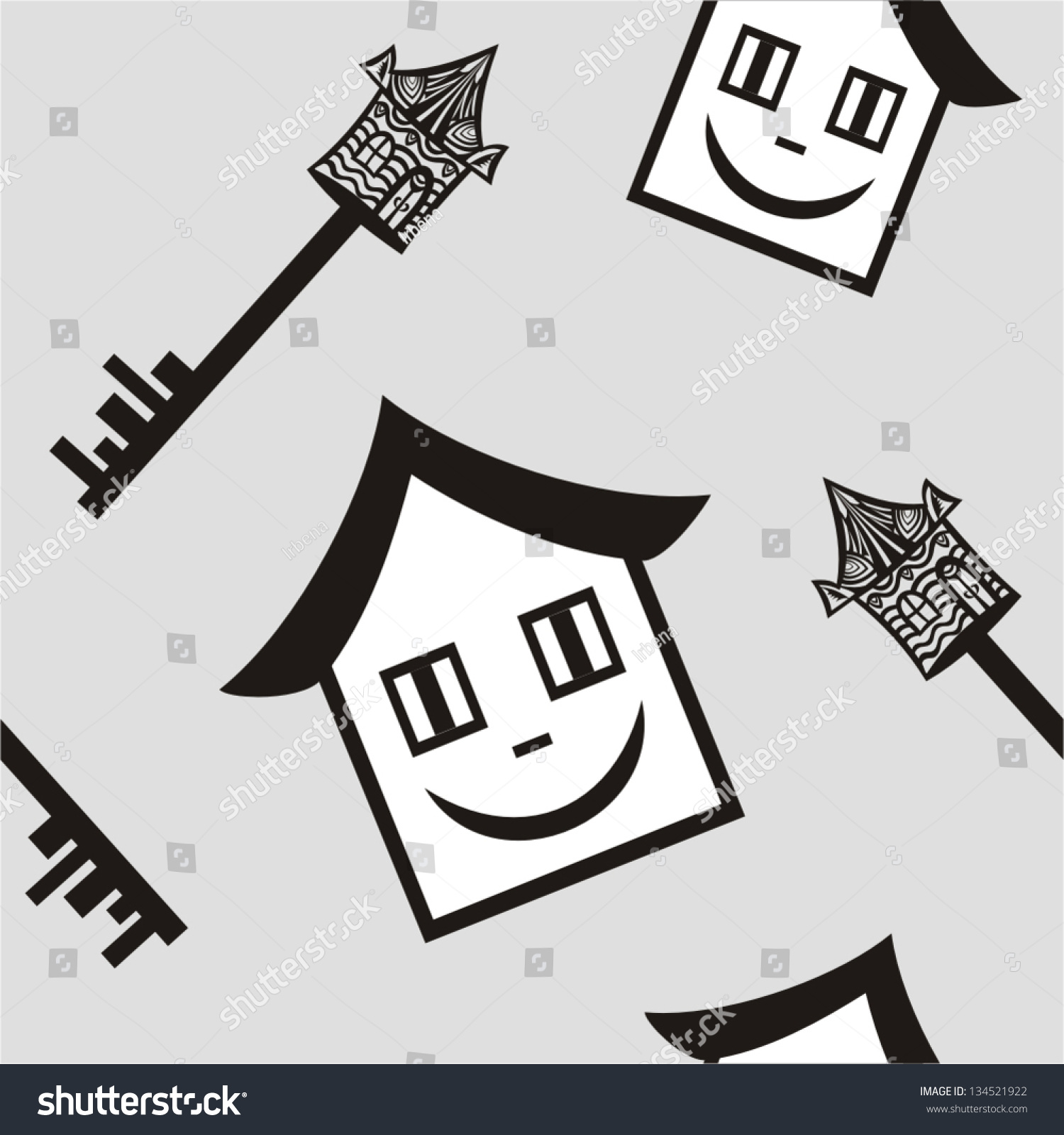 Vektor Stok House Key Seamless Background Vector Illustration (Tanpa ...