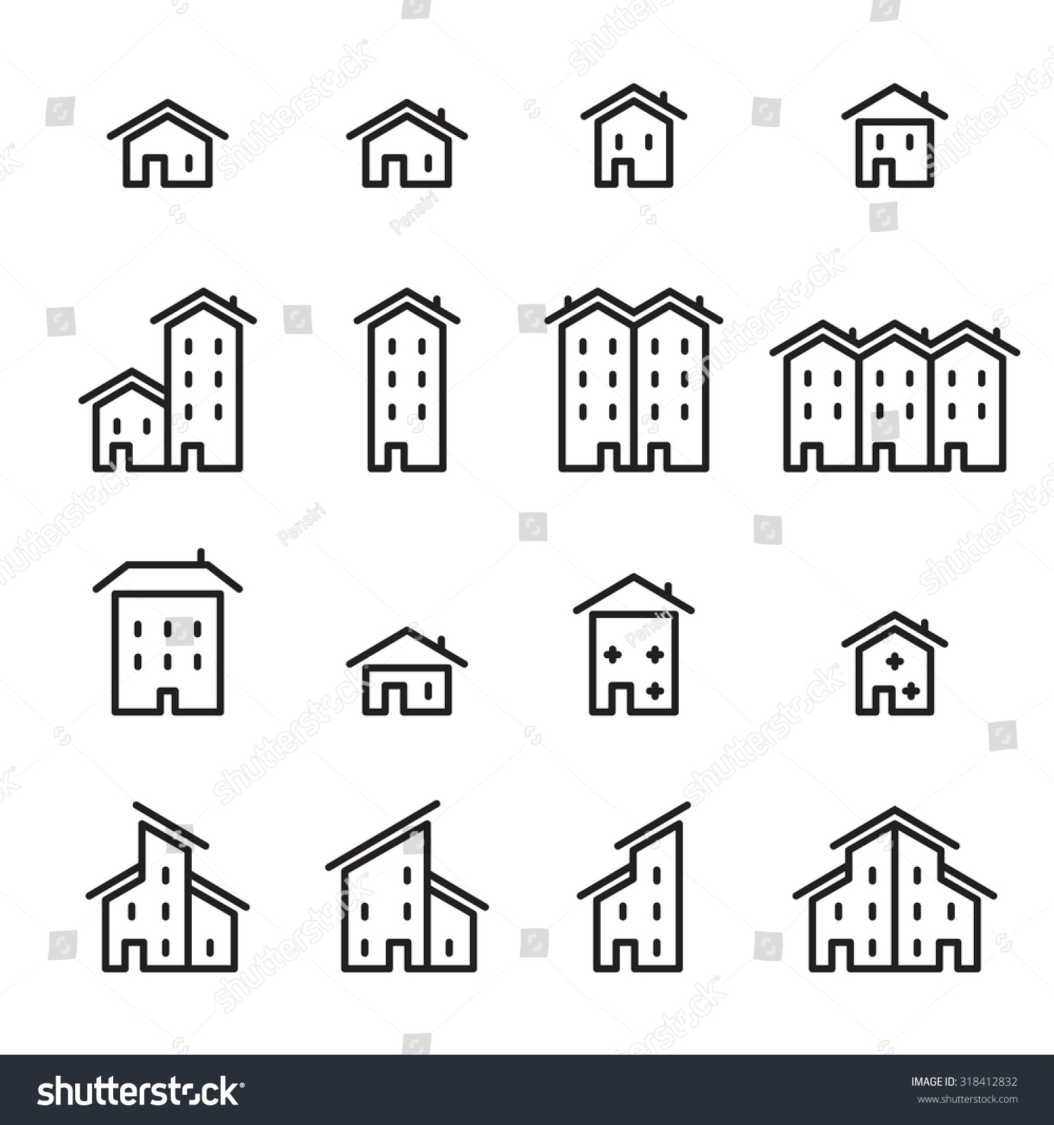 House Line Icon Stock Vector 318412832 - Shutterstock