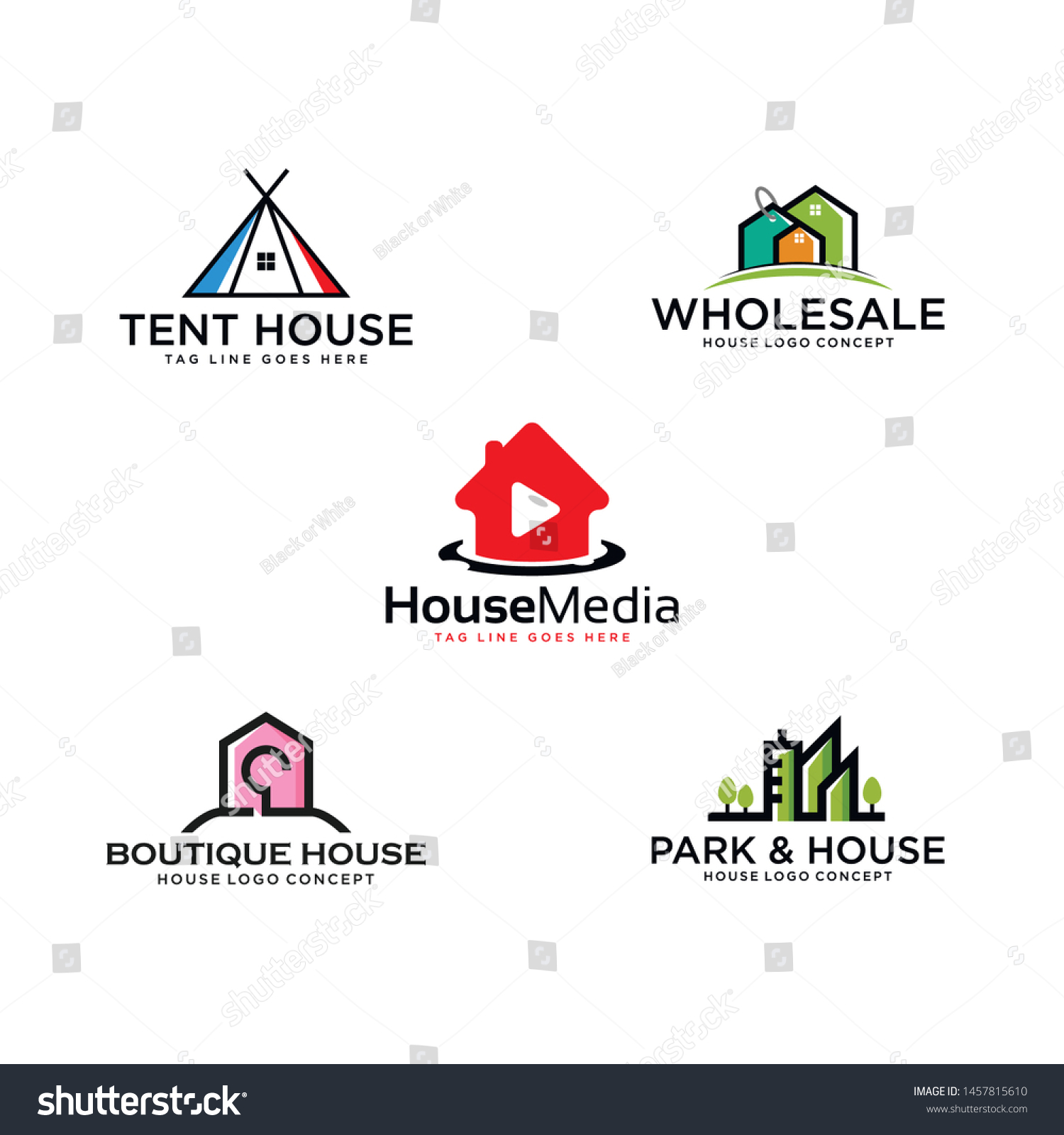 House Logo Set Design Vector: vector de stock (libre de regalías ...
