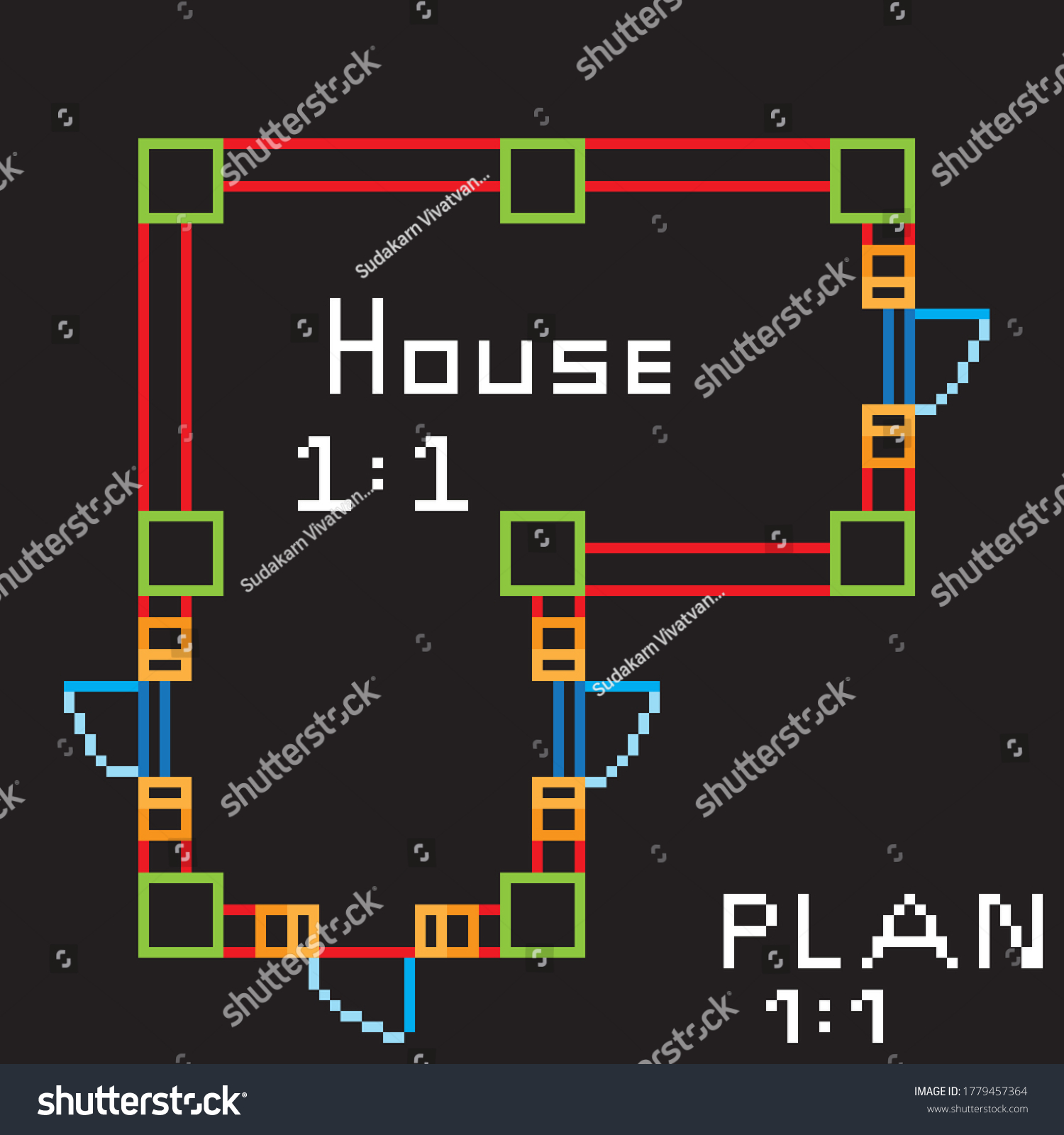 House Plan Pixel Art Vector Pixel Stock Vector (Royalty Free ...