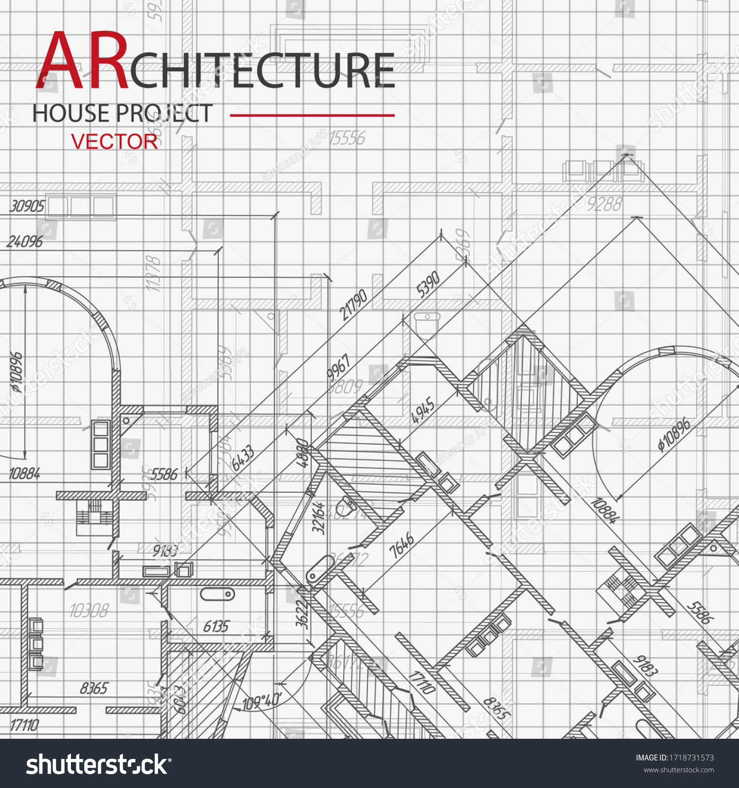 House Plan Project Technical Drawing Backgroundengineering Stock Vector ...