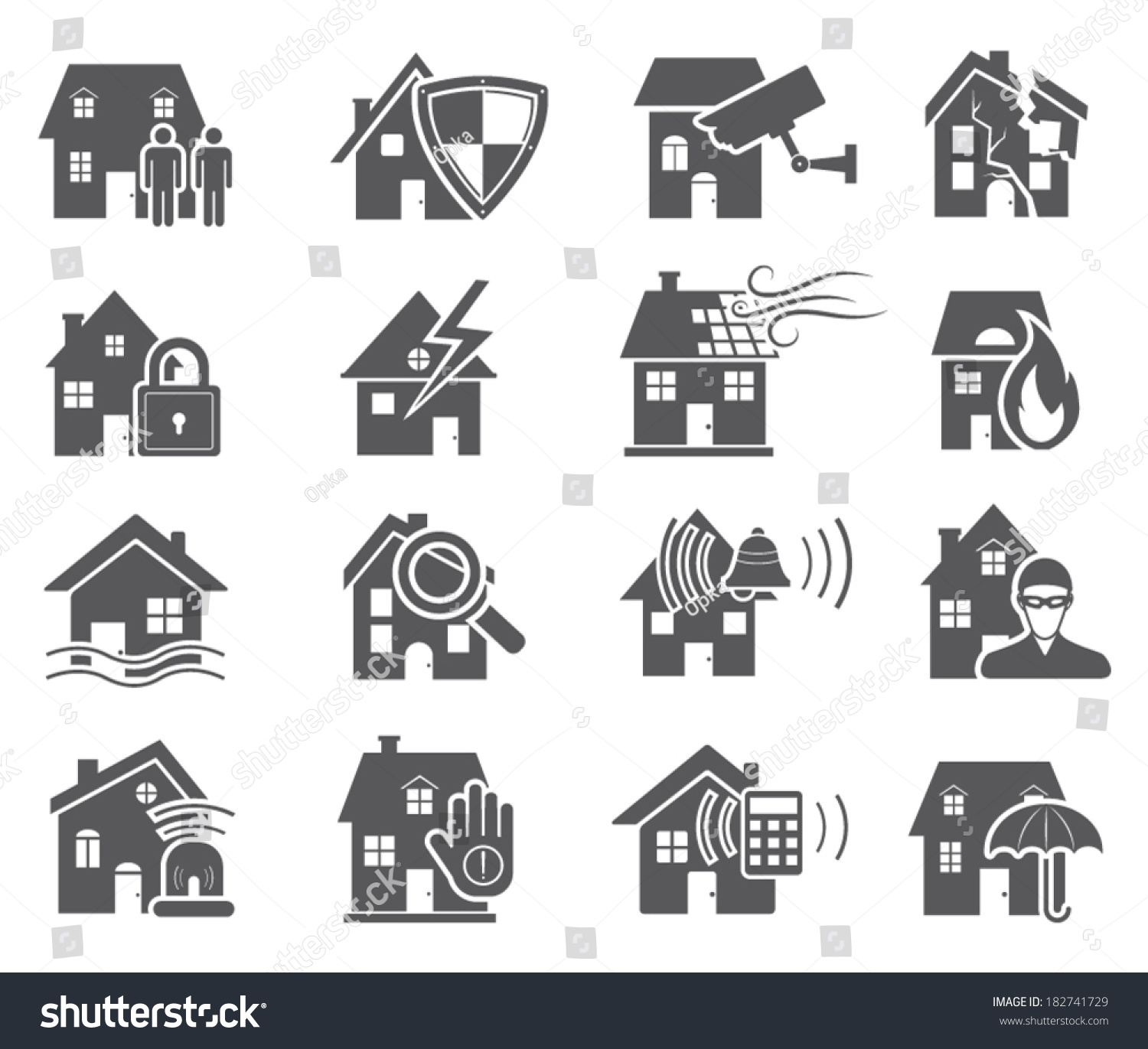 House Security Icons Stock Vector (Royalty Free) 182741729