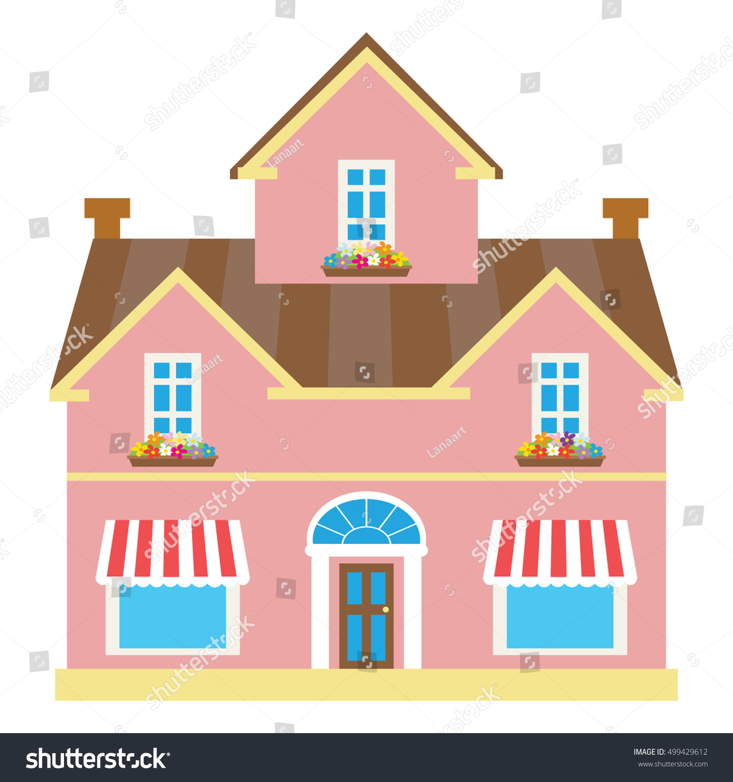 House Vector Cartoon Illustration: เวกเตอร์สต็อก (ปลอดค่าลิขสิทธิ์ ...