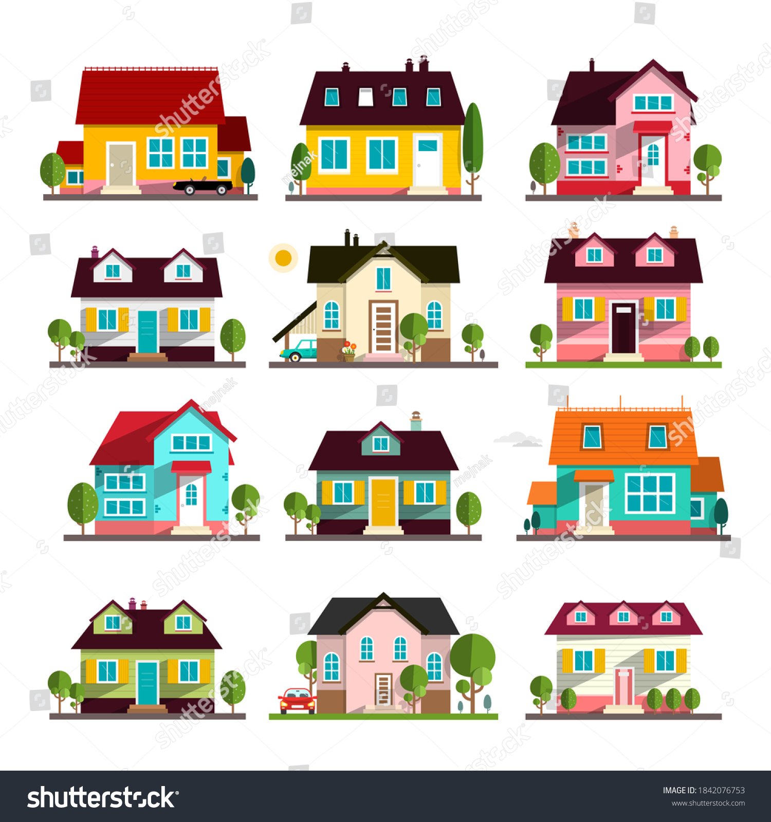 House Vector Icons Set Isolated Stock Vector (Royalty Free) 1842076753 ...