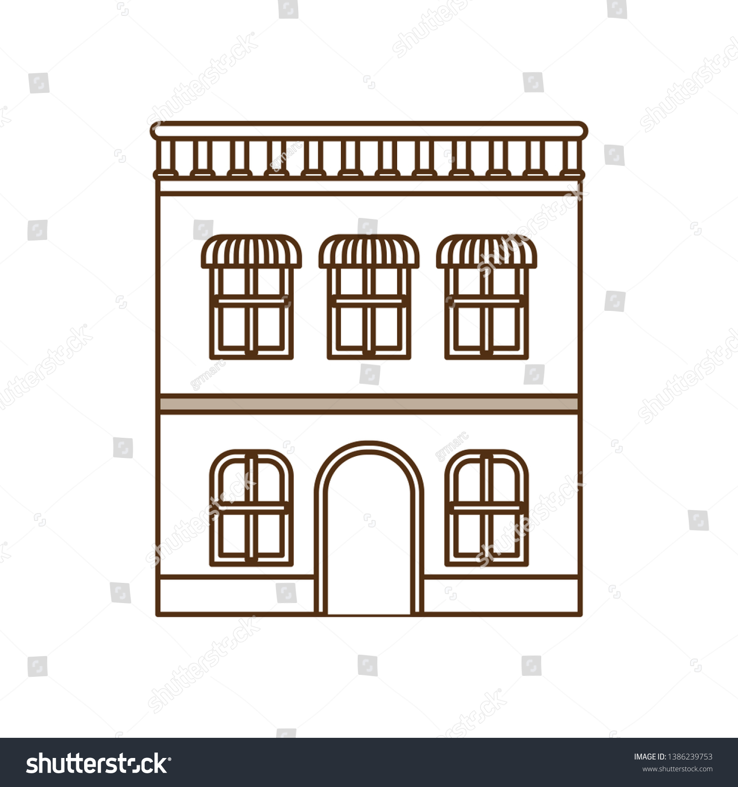 House Front View Isolated Icon Stock Vector (Royalty Free) 1386239753 ...