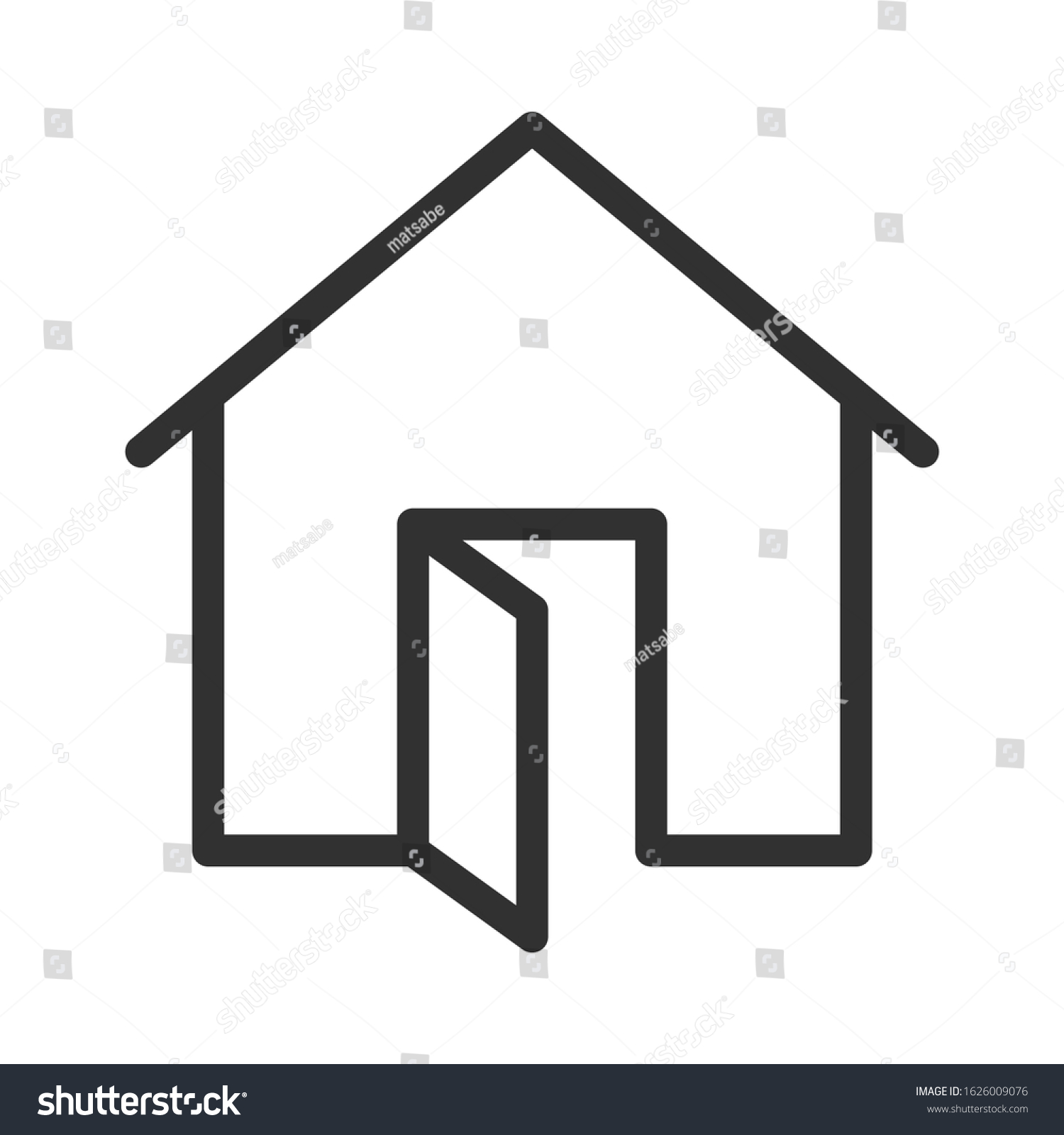 House Open Door Linear Icon Editable Stock Vector (Royalty Free ...