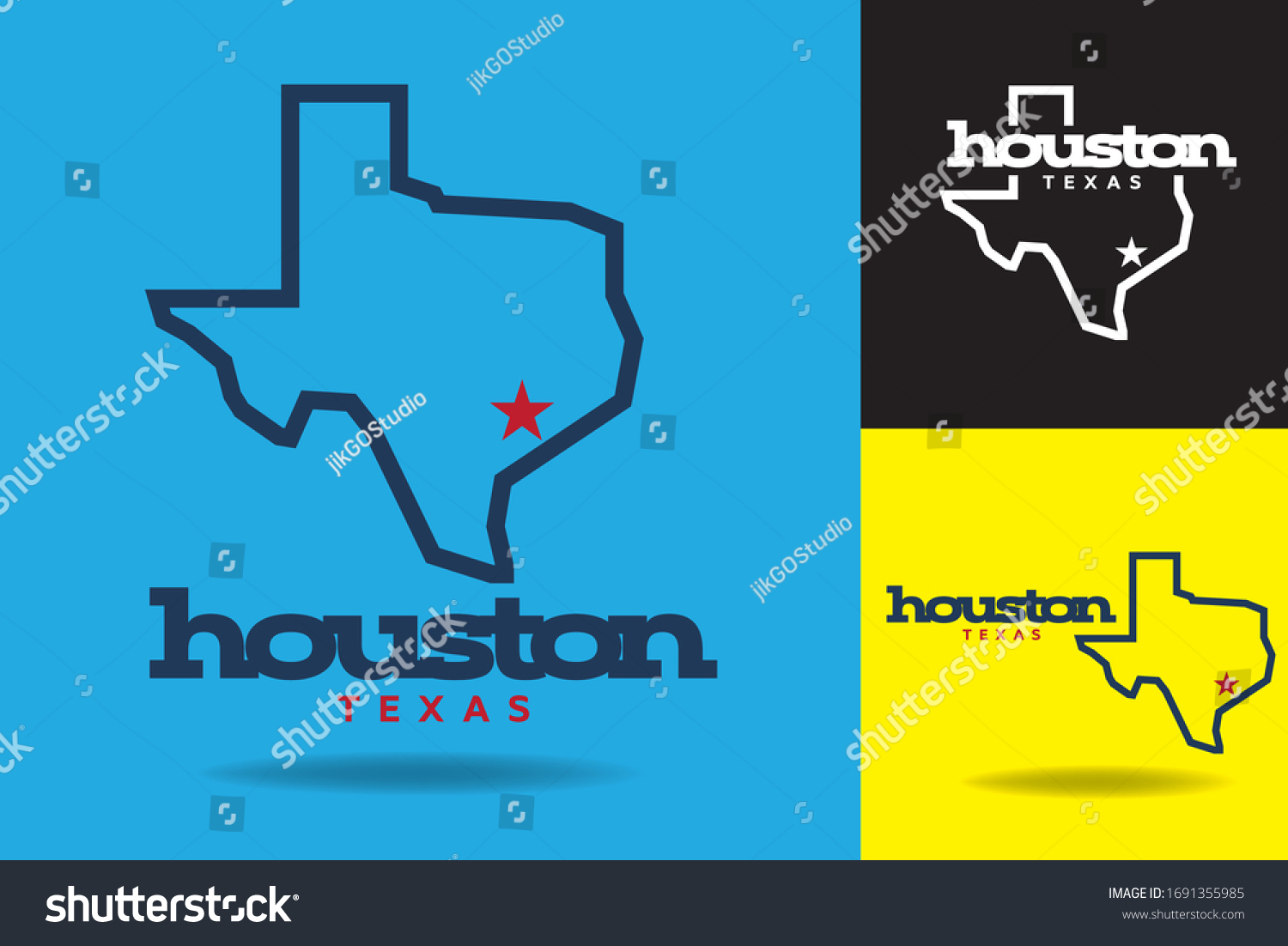 Vektor Stok Houston Texas Map Logo Design Concept (Tanpa Royalti ...