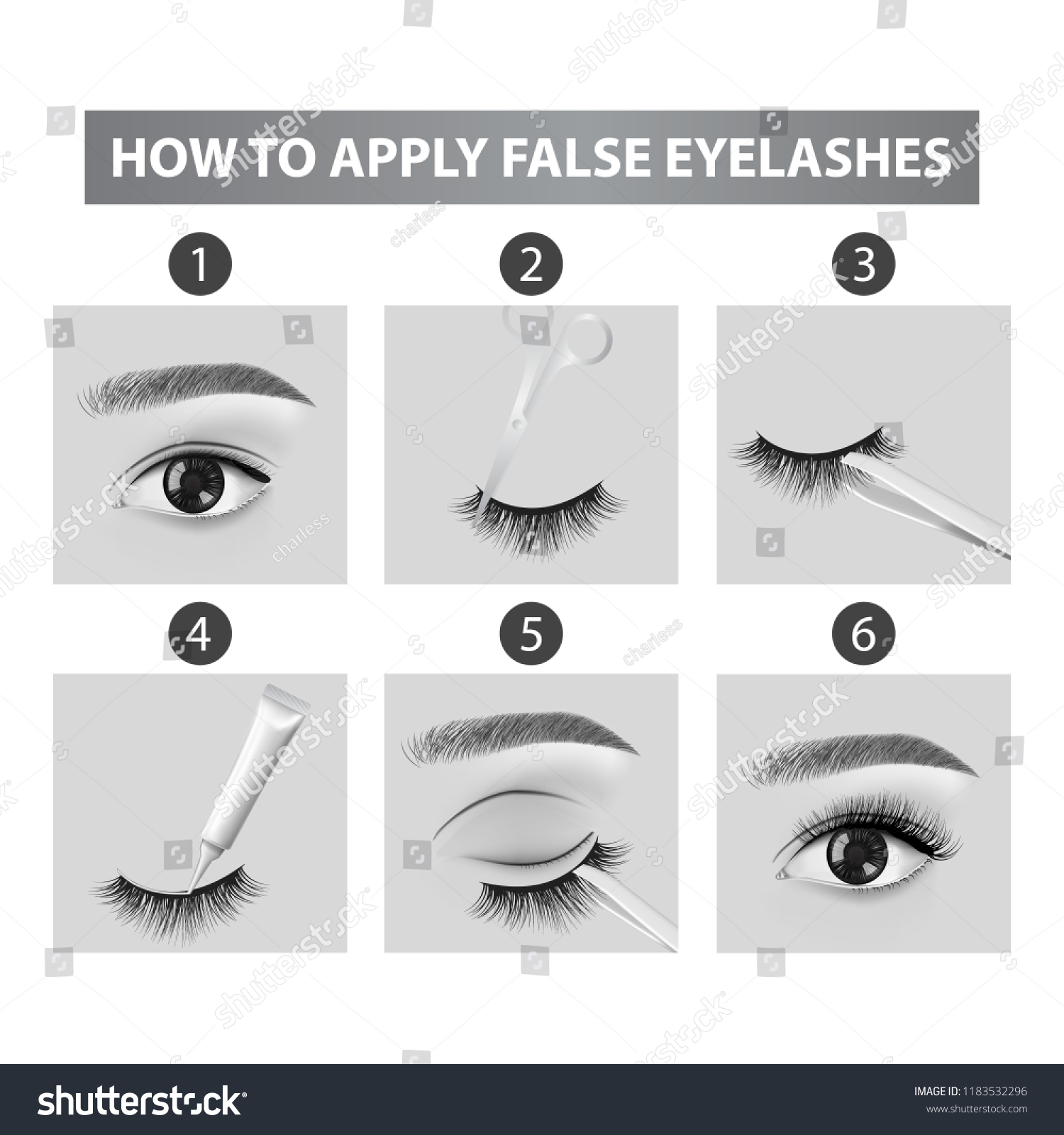 How Apply False Eyelashes Vector Illustration Stock Vector (Royalty ...