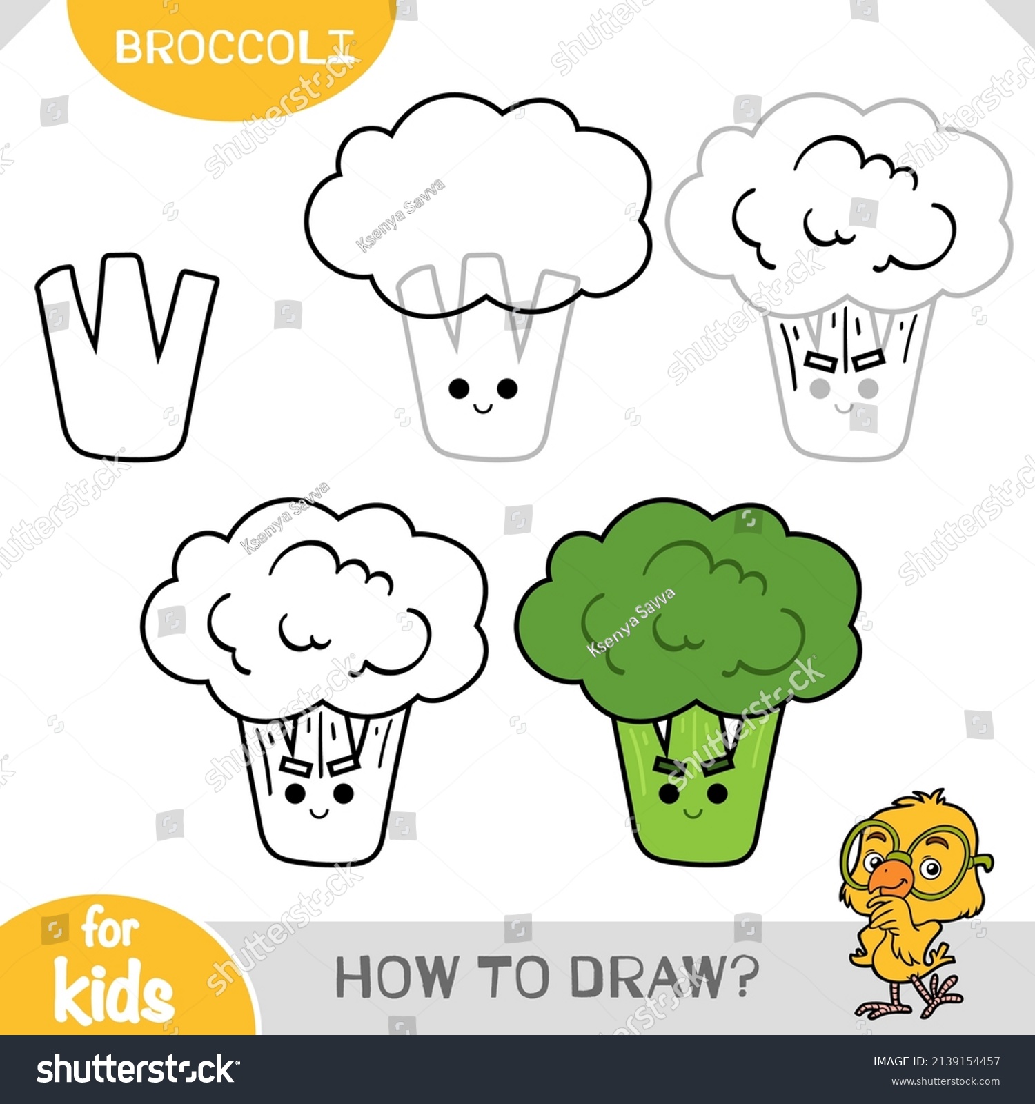 How Draw Broccoli Children Step By Stock Vector (Royalty Free ...