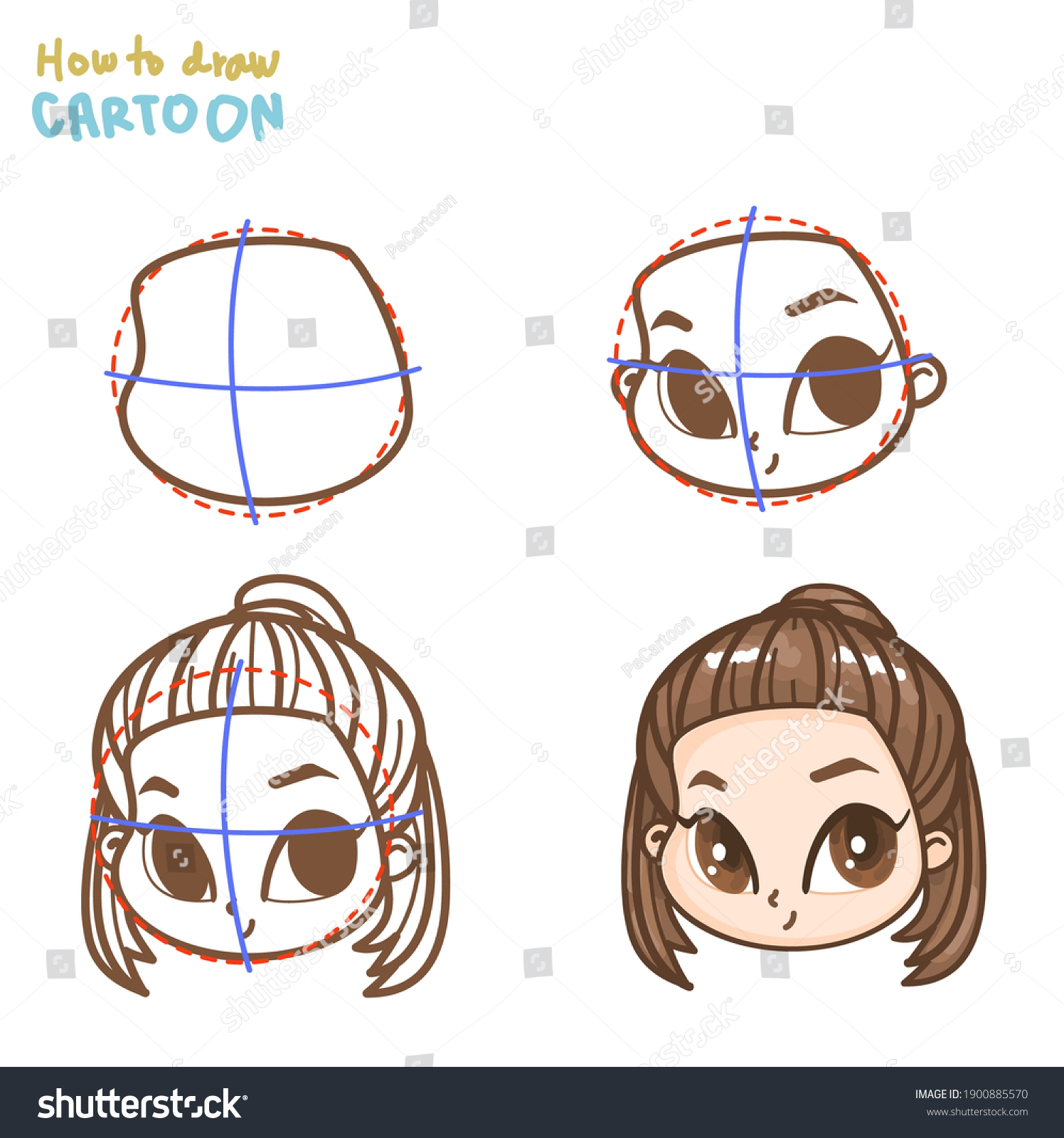 How Draw Cartoon Vector Stock Vector (Royalty Free) 1900885570 ...