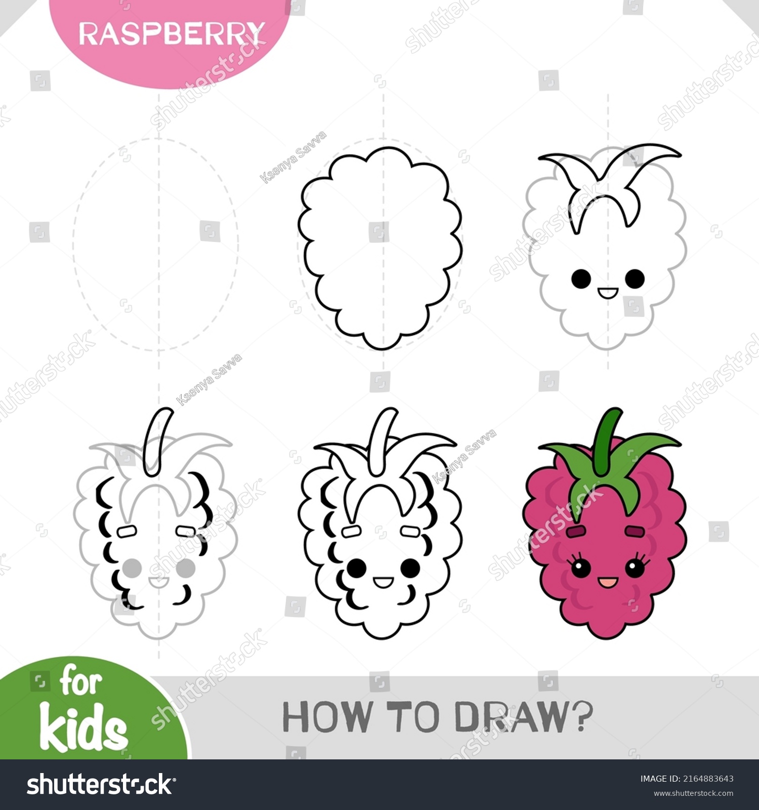 How Draw Raspberry Children Step By Stock Vector (Royalty Free ...
