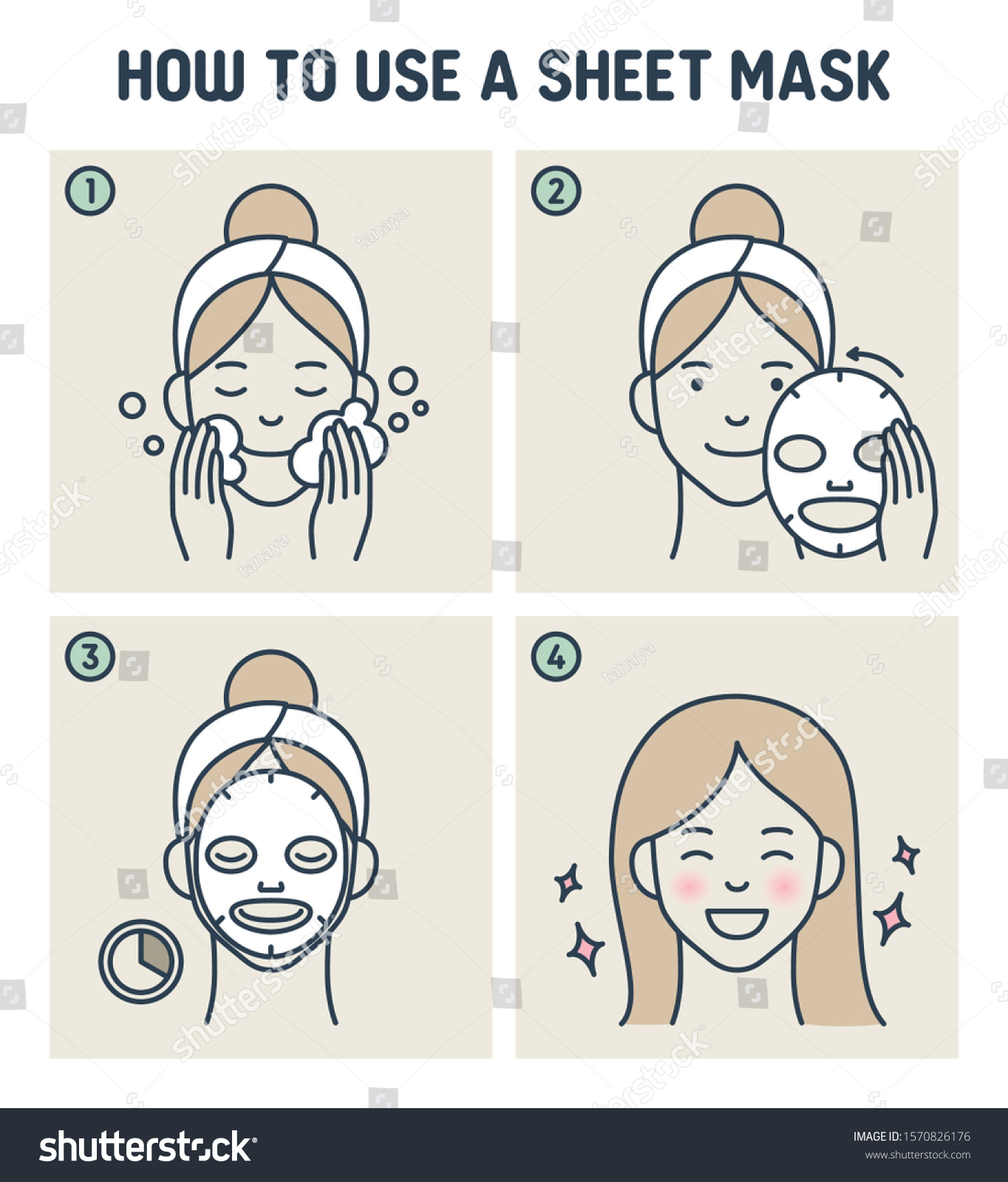 How Use Sheet Mask Steps Vector Stock Vector (Royalty Free) 1570826176 ...