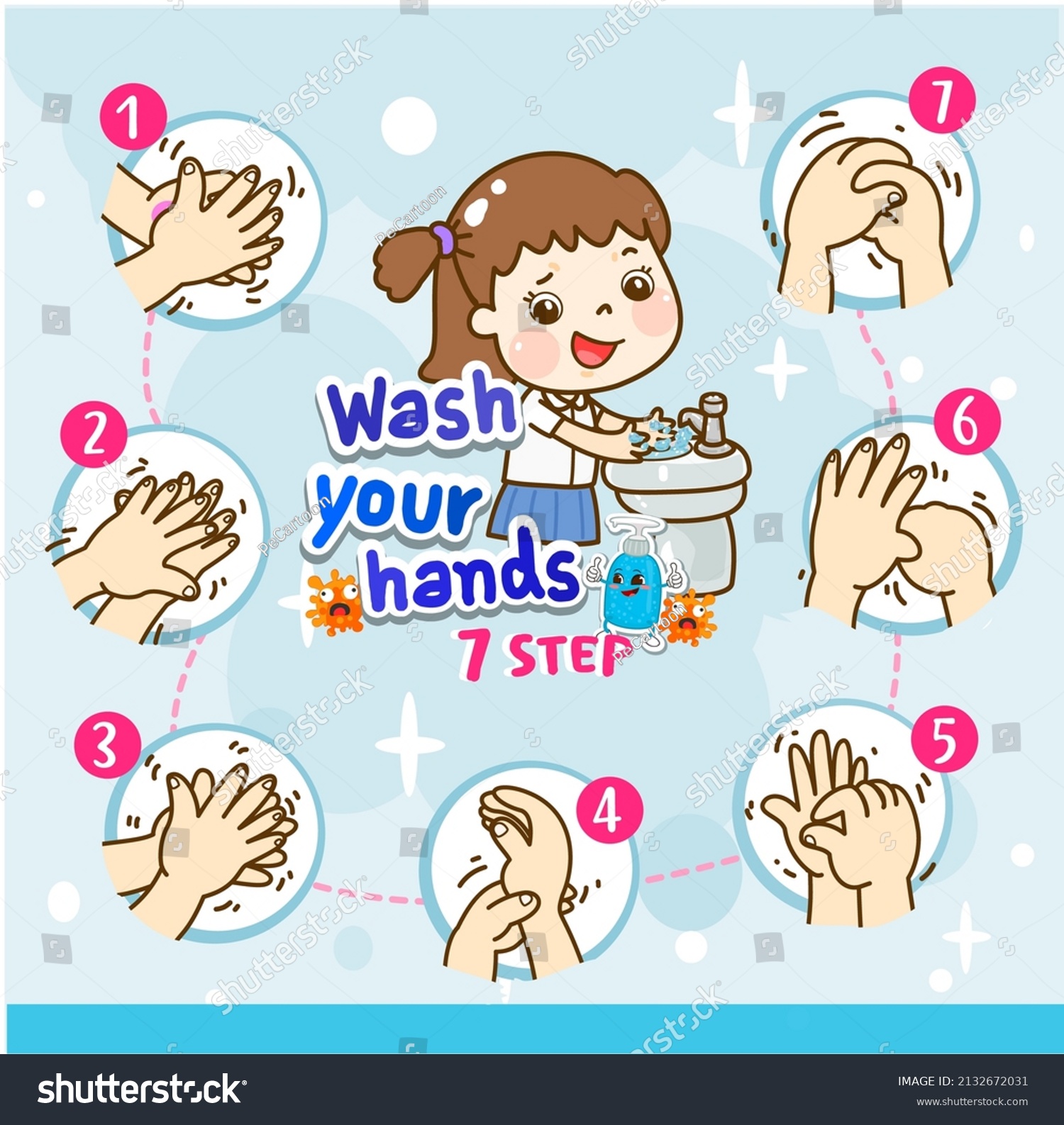 How Wash Your Hands Vector Stock Vector (Royalty Free) 2132672031 ...