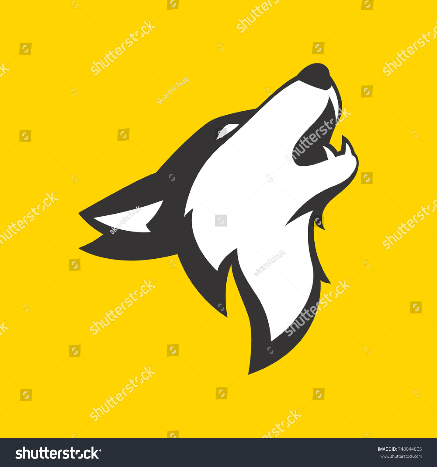 Howling Wolf Isolated Head Stock Vector (Royalty Free) 748044805
