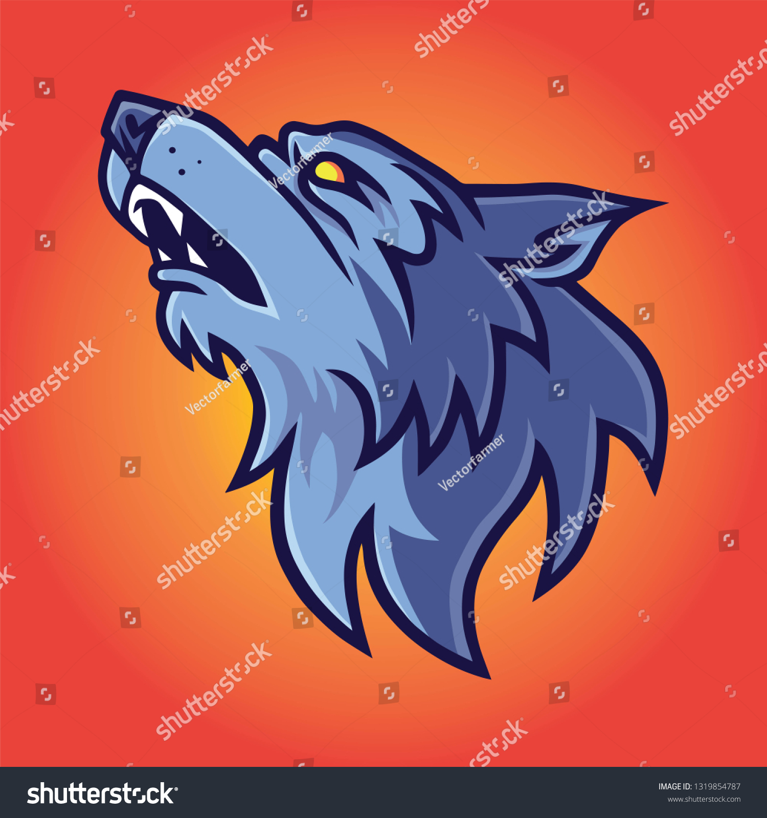 Howling Wolf Logo Vector Mascot Design Stock Vector (Royalty Free ...