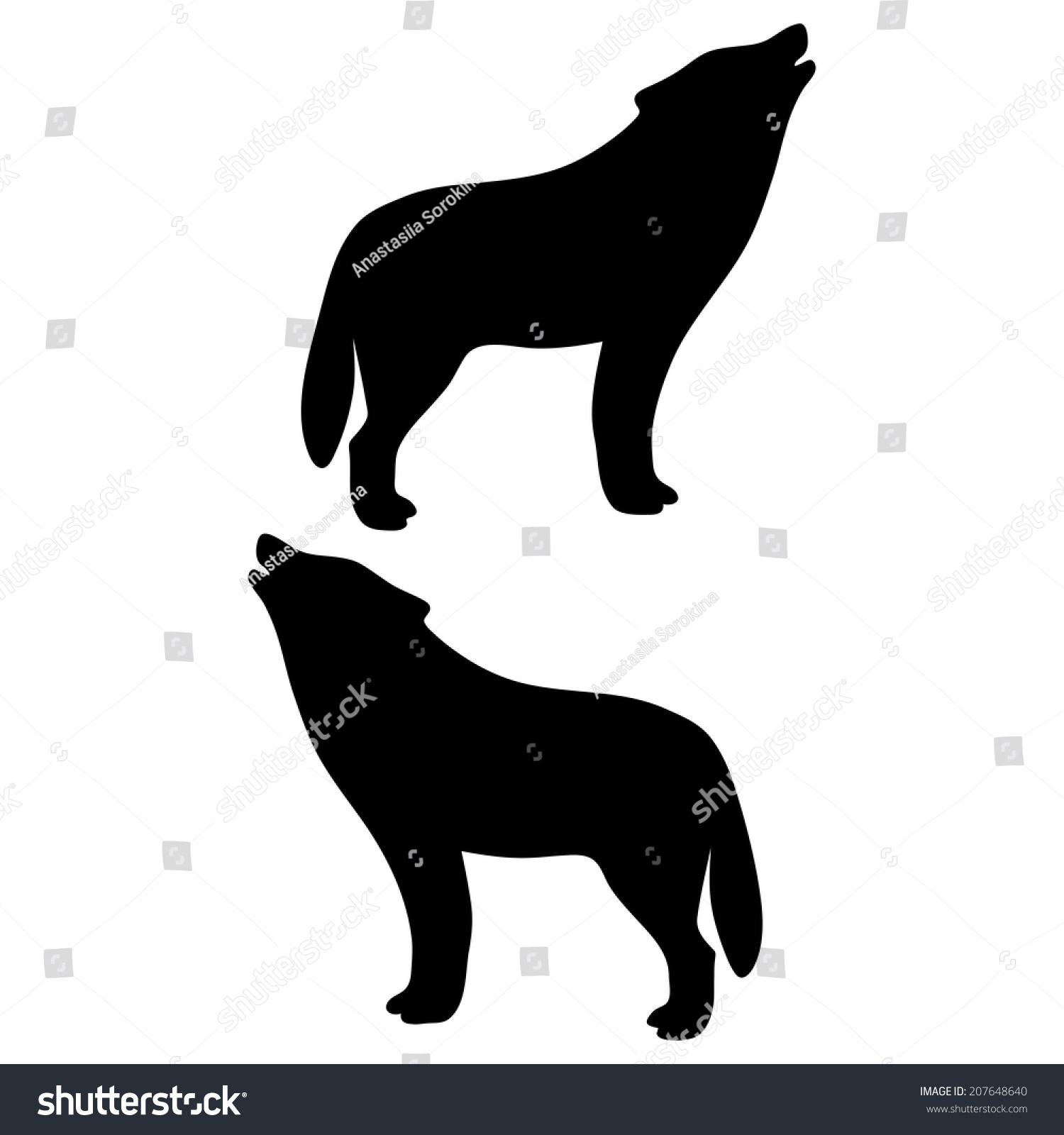 Howling Wolf Silhouette Vector On White Stock Vector (Royalty Free ...