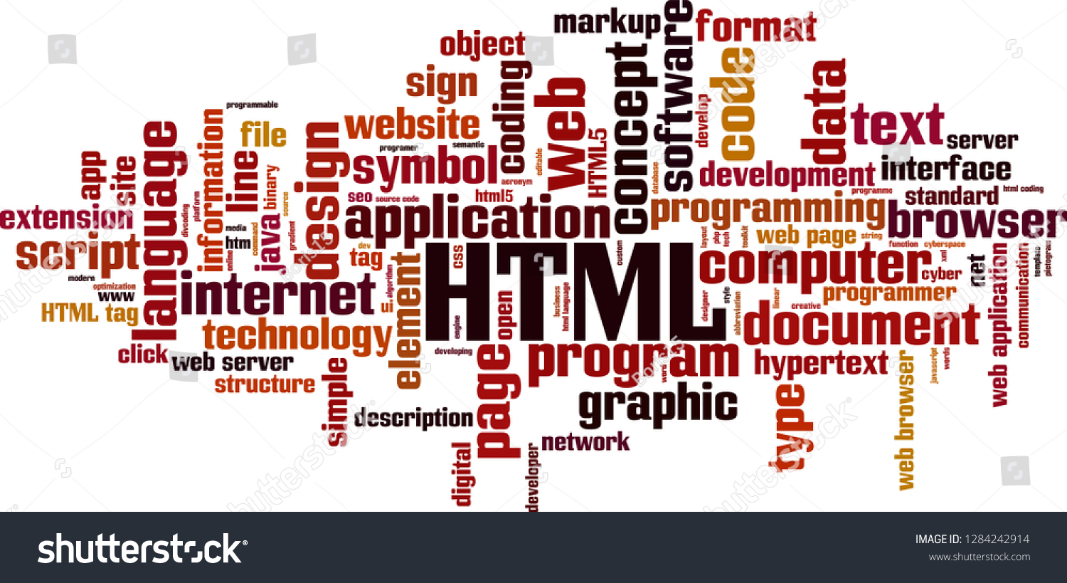 Vektor Stok Html Word Cloud Concept Vector Illustration (Tanpa Royalti ...