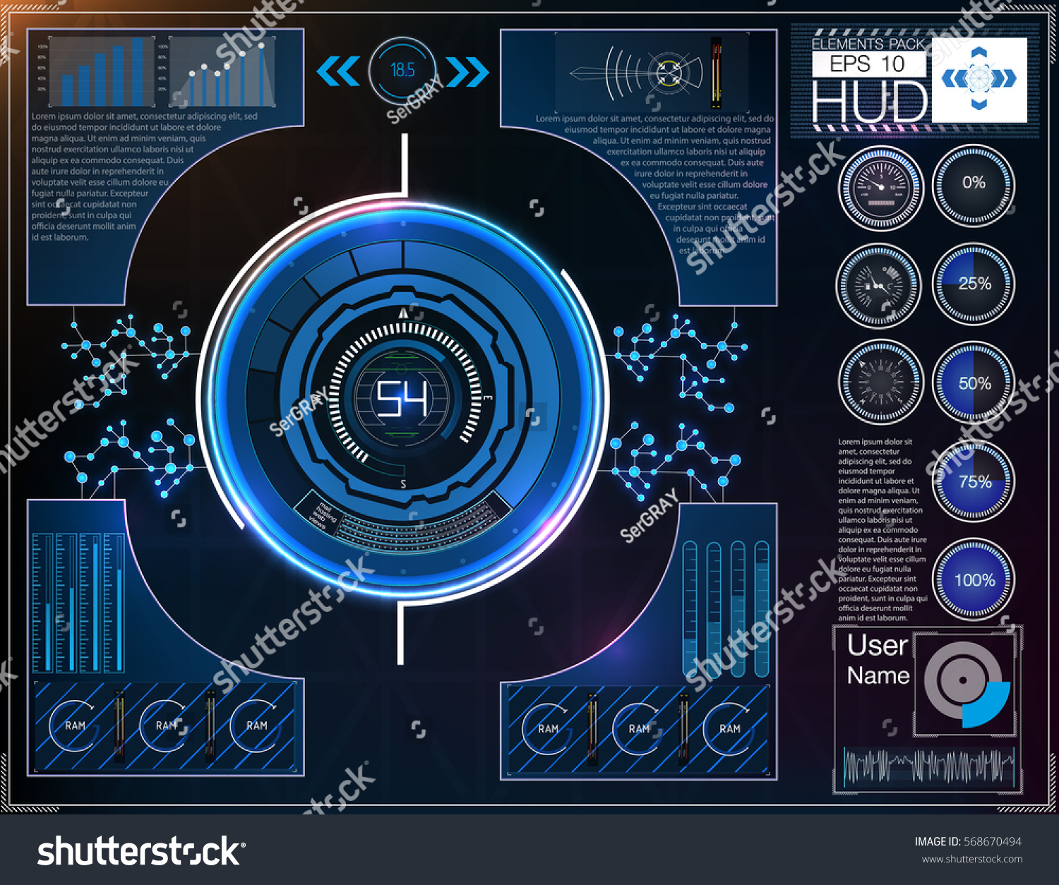 Hud Background Outer Space Infographic Elementsdigital Stock Vector ...