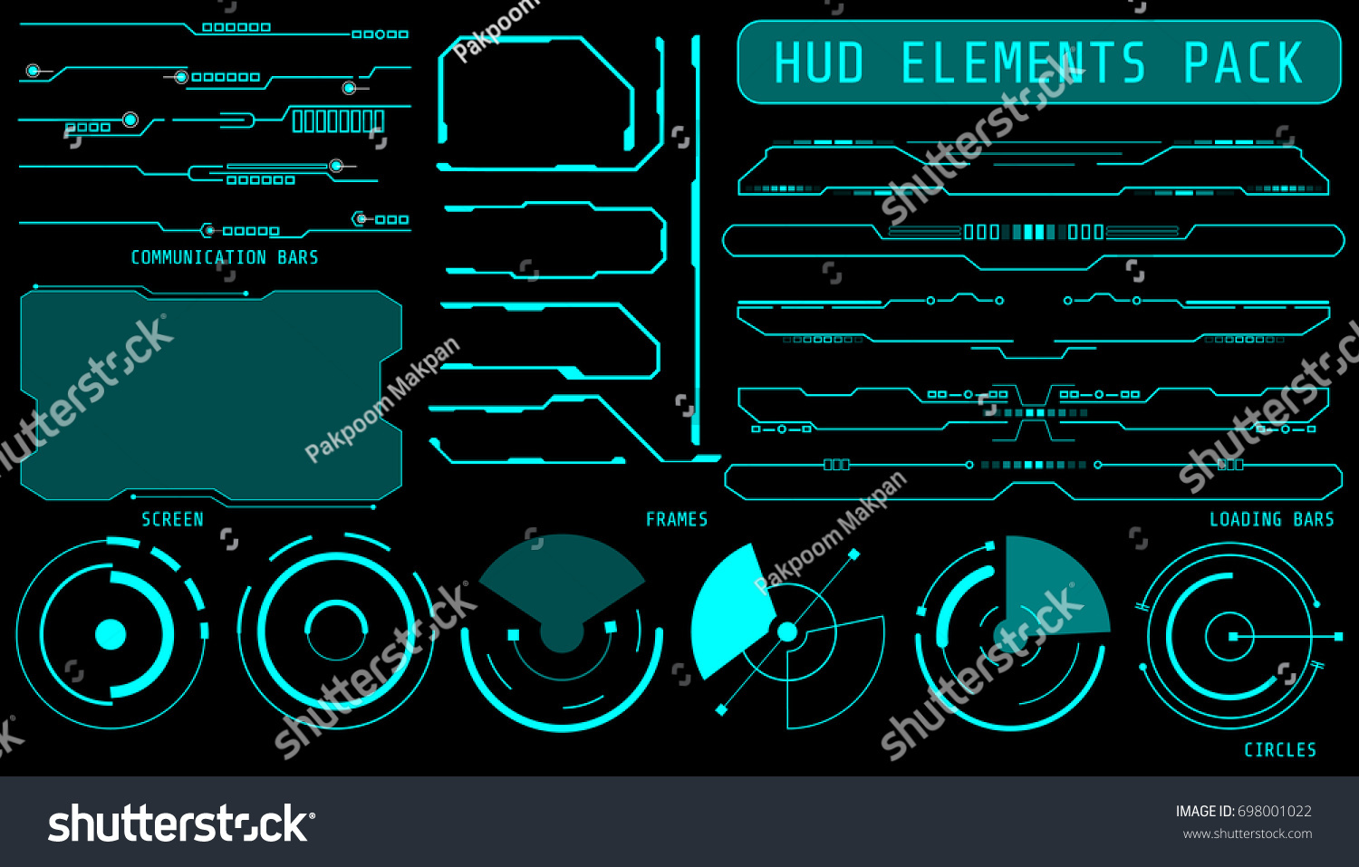 Vektor Stok HUD Elemen Futuristik Ditetapkan Oleh Komunikasi (Tanpa ...
