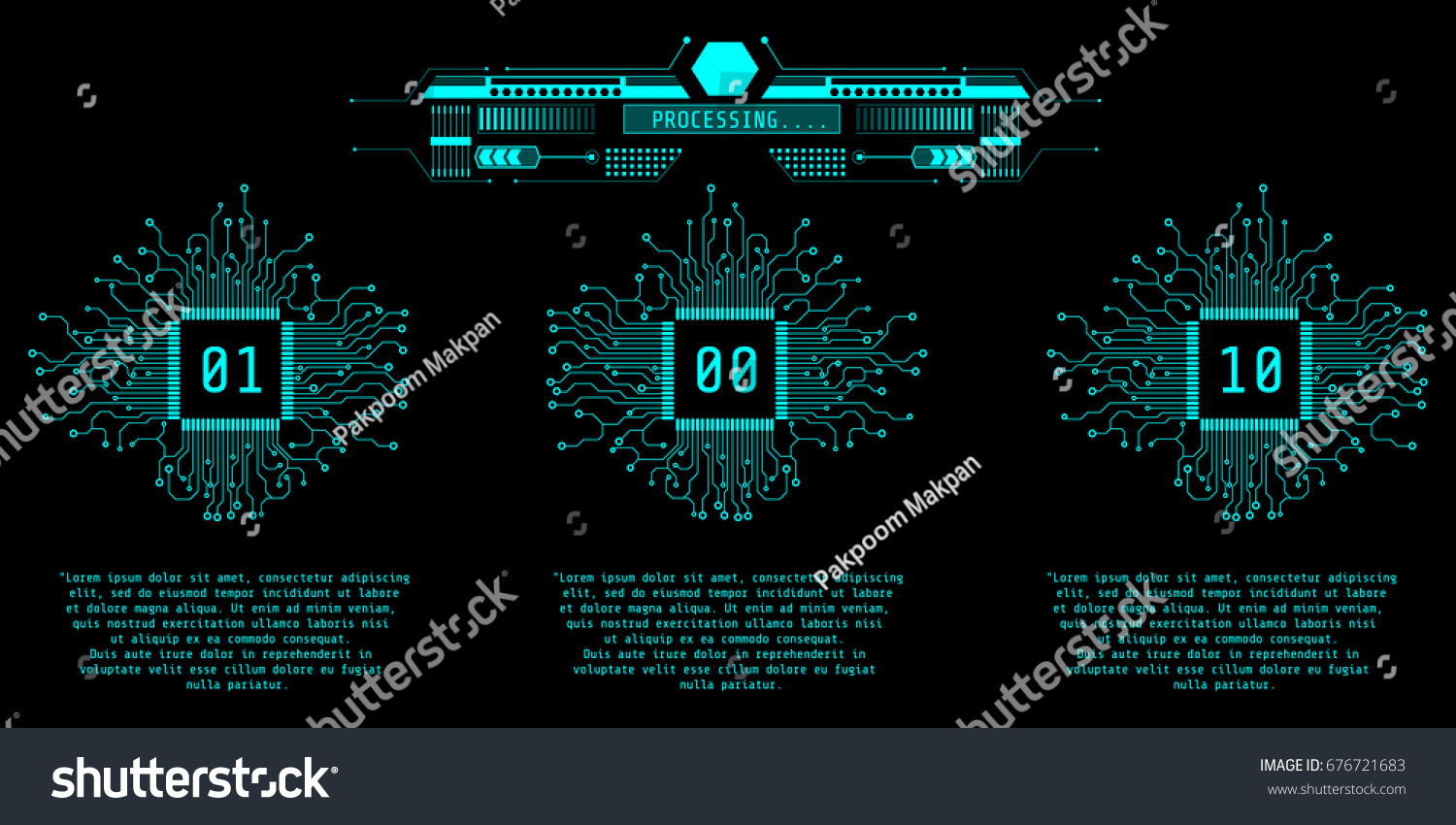 Hud Futuristic Microprocessor Infographic Vector Background Stock ...