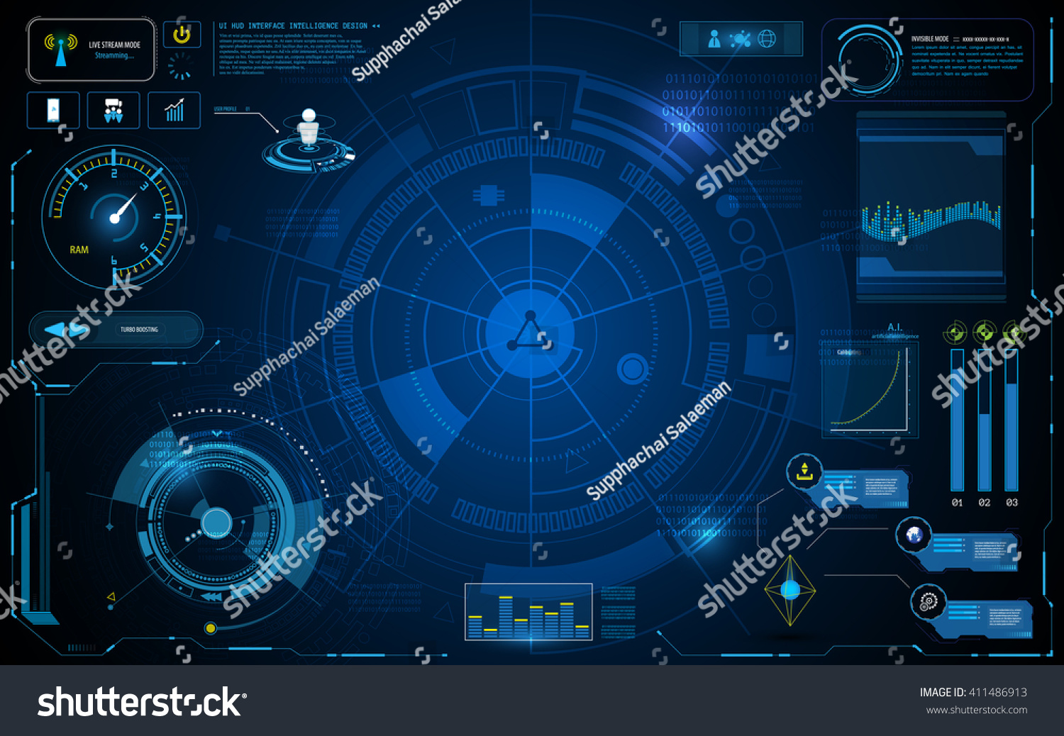 Hud Interface Technology Computer Communication Telecoms Stock Vector ...