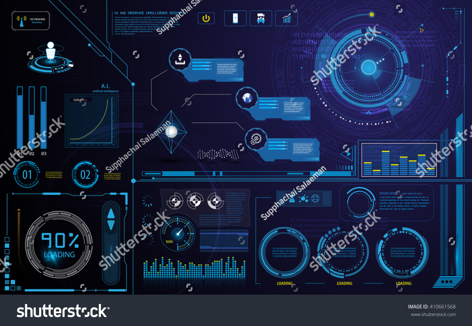 Vektor Stok Hud Technology Innovation Screen Interface Template (Tanpa ...