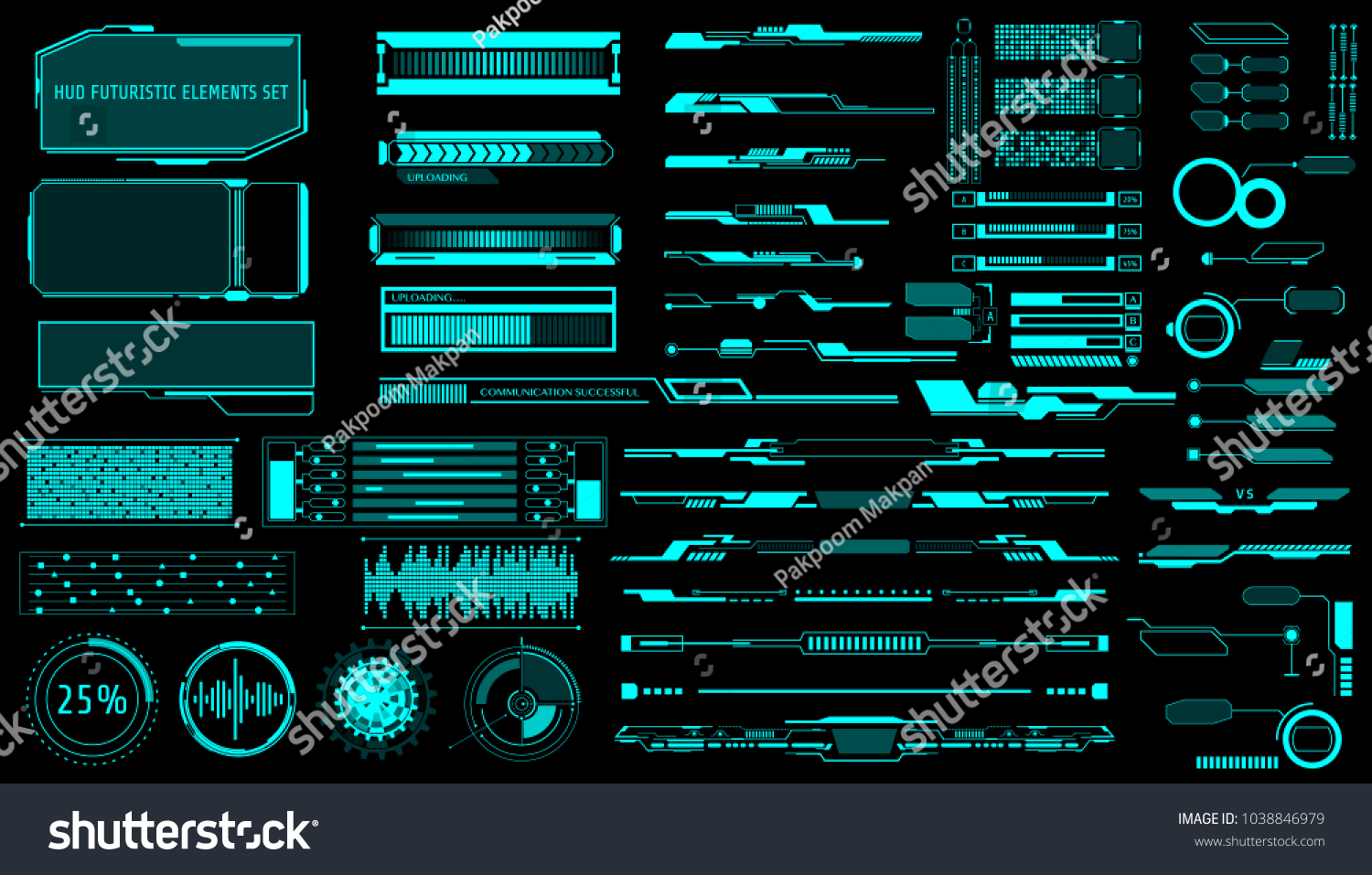 Hud Virtual Futuristic Elements Set Vector Stock Vector (Royalty Free ...