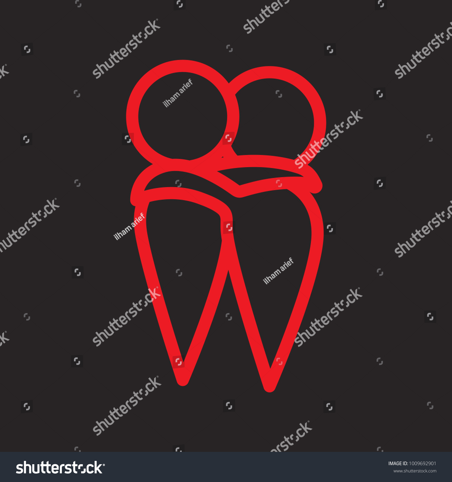 Hug Icon Red Outline Stock Vector (Royalty Free) 1009692901 | Shutterstock
