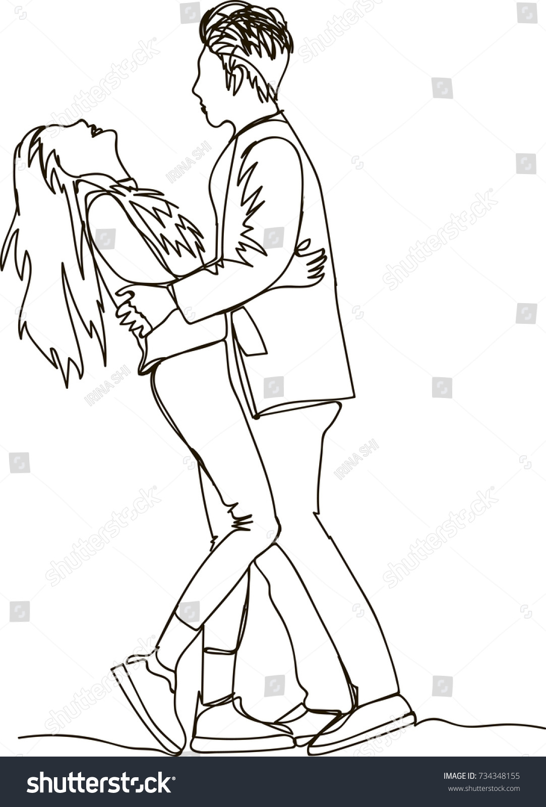Hugging Couple Single Line Drawing: vetor stock (livre de direitos ...