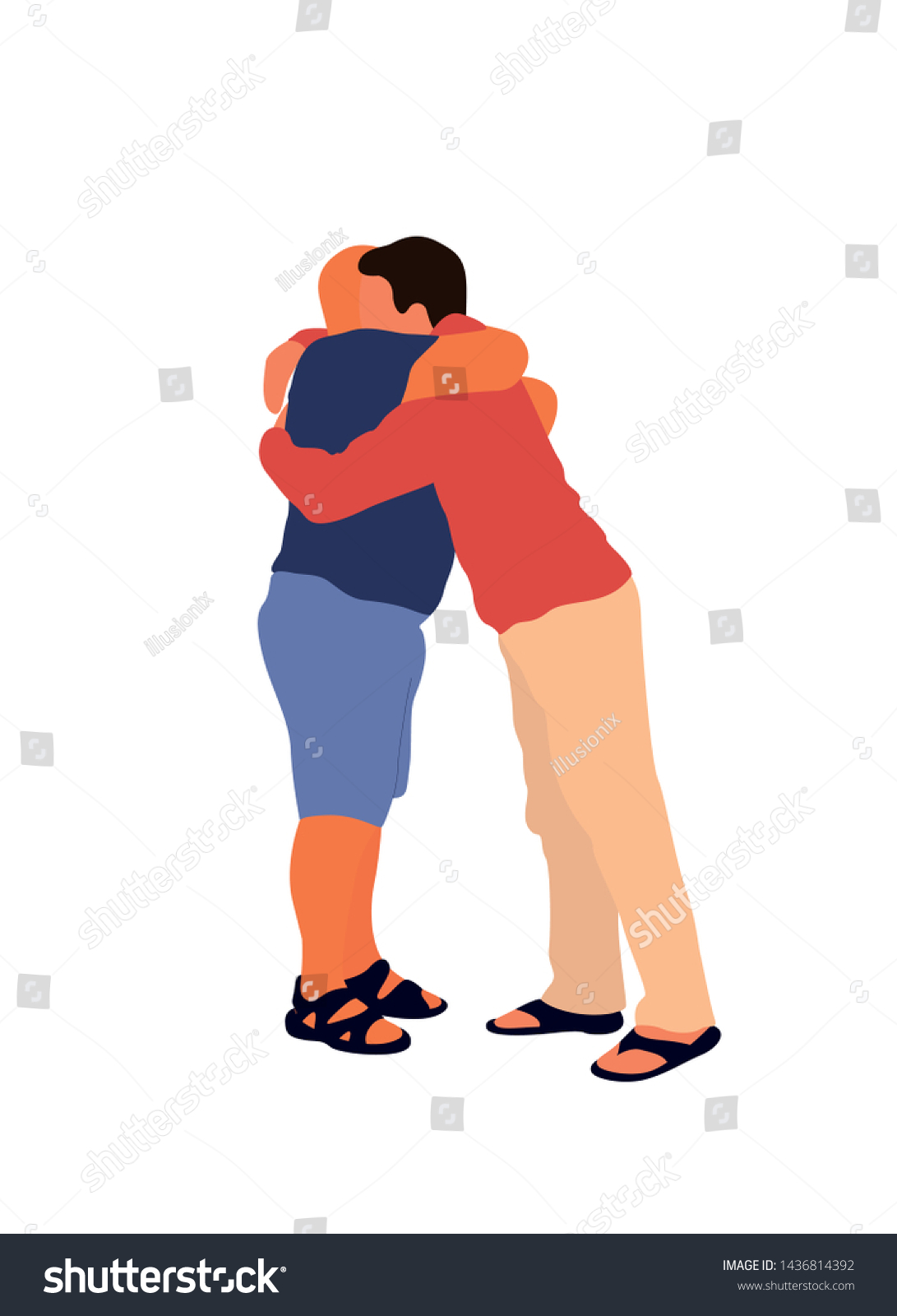 Hugging Two Men Vector Isolated Flat Stock Vector (Royalty Free) 1436814392
