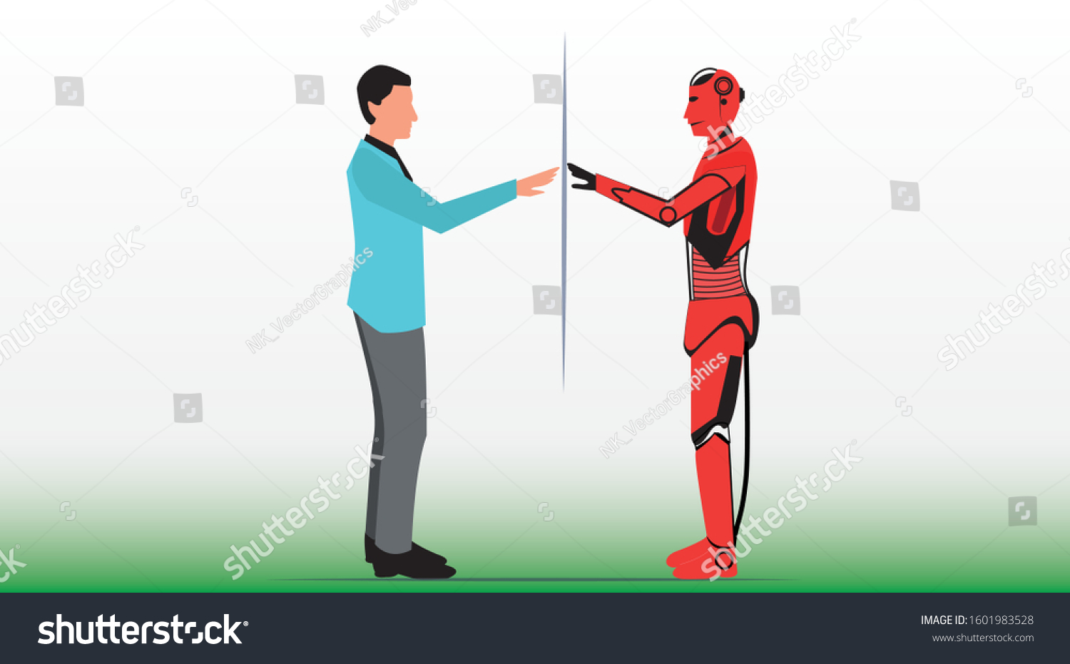 Human Robot Interaction Vector Flat Design Stock Vector (Royalty Free ...