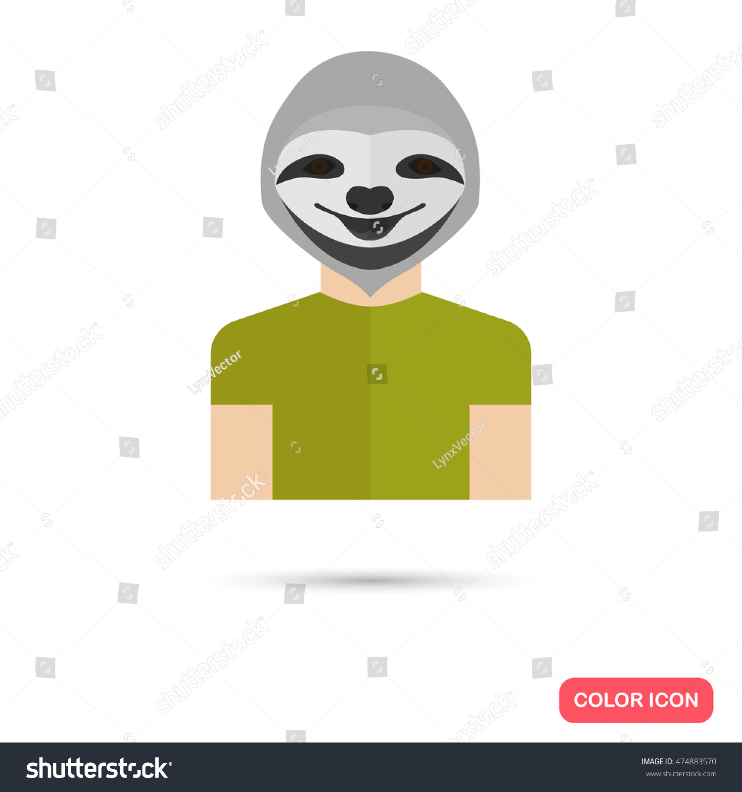 Human Avatar Sloth Head Stock Vector (Royalty Free) 474883570 ...