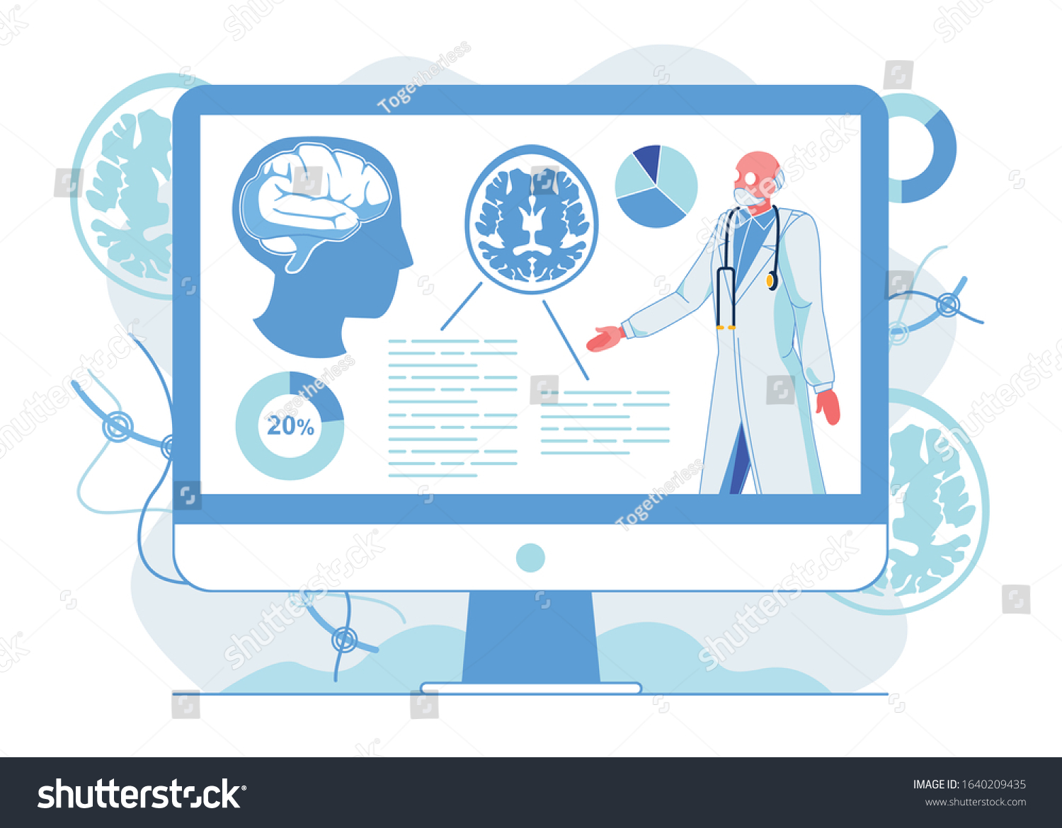 Human Brain Analysis Flat Vector Illustration Stock Vector (Royalty ...