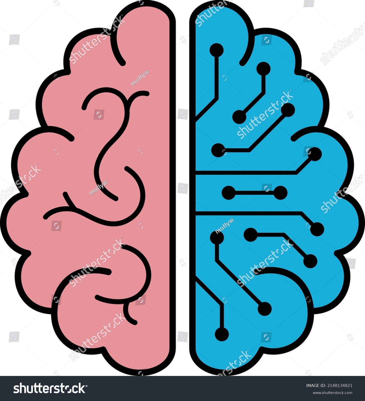 Human Brain Artificial Intelligence Concept Top Stock Vector (Royalty ...