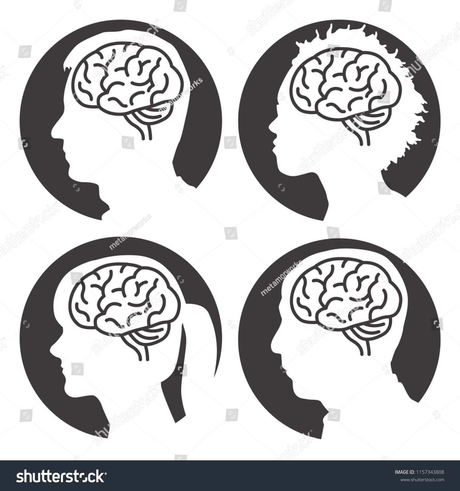 Human Brain Icon Set Stock Vector (Royalty Free) 1157343808