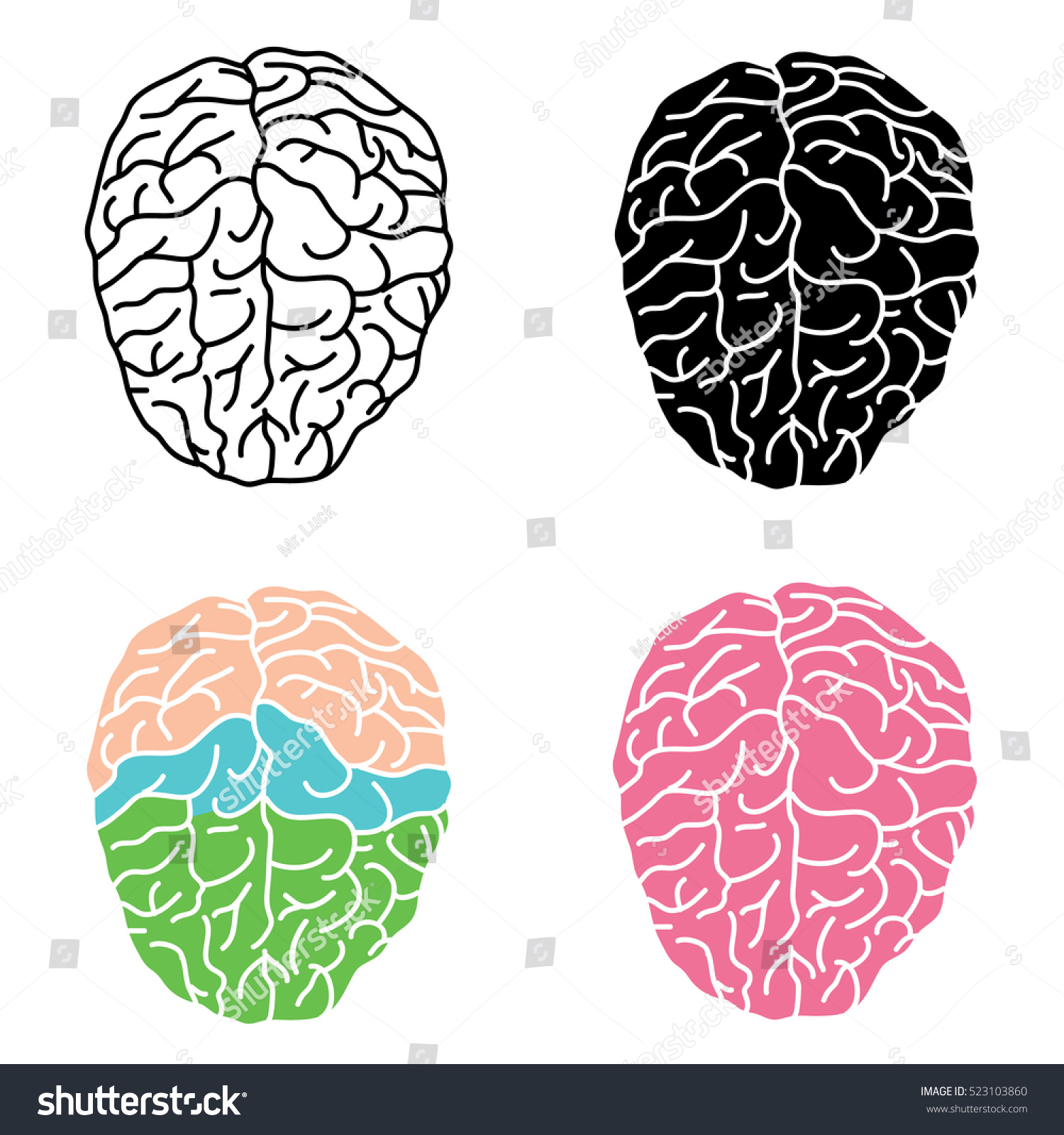 Human Brain Isolated Brain Icon Flat Stock Vector (Royalty Free) 523103860