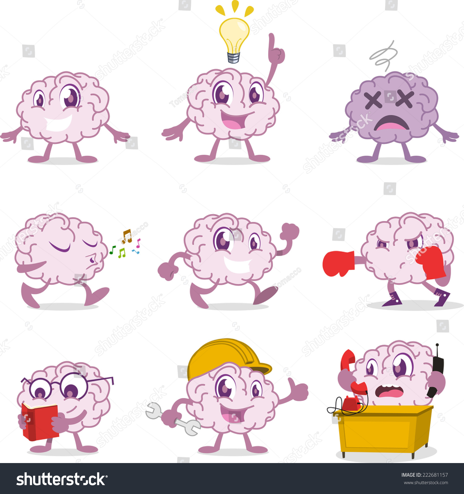 Human Brain Set Brain Different Situations 스톡 벡터(로열티 프리) 222681157 ...