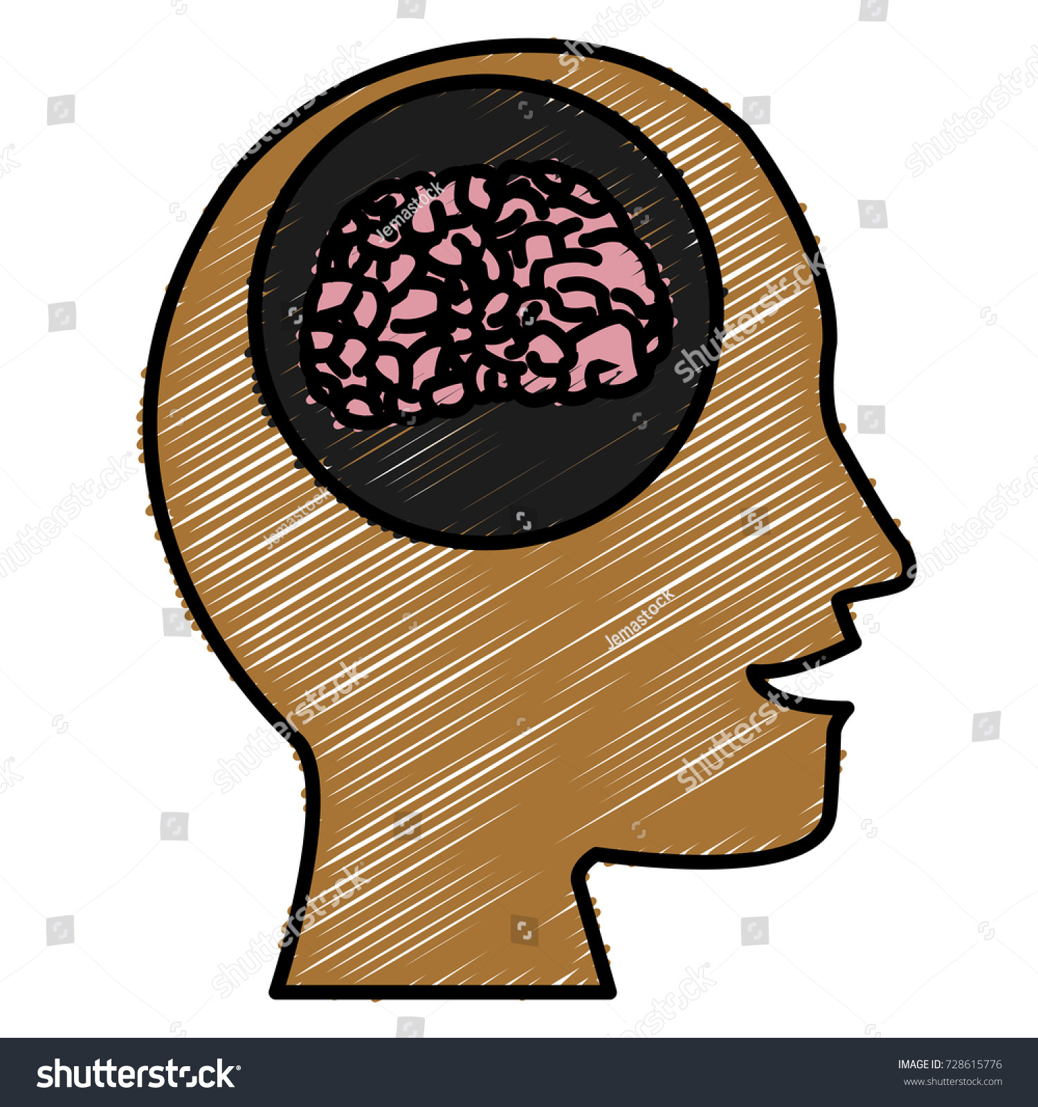 Human Brain Silhouette Stock Vector (Royalty Free) 728615776