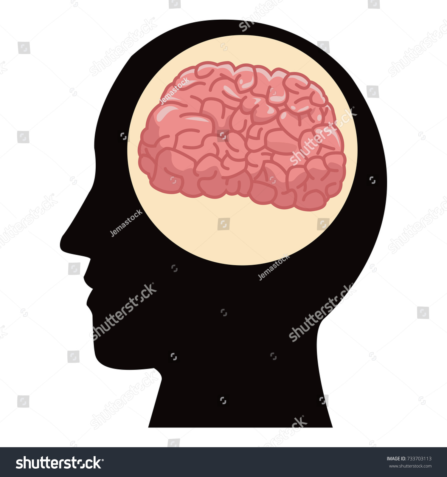 Human Brain Silhouette: เวกเตอร์สต็อก (ปลอดค่าลิขสิทธิ์) 733703113 ...